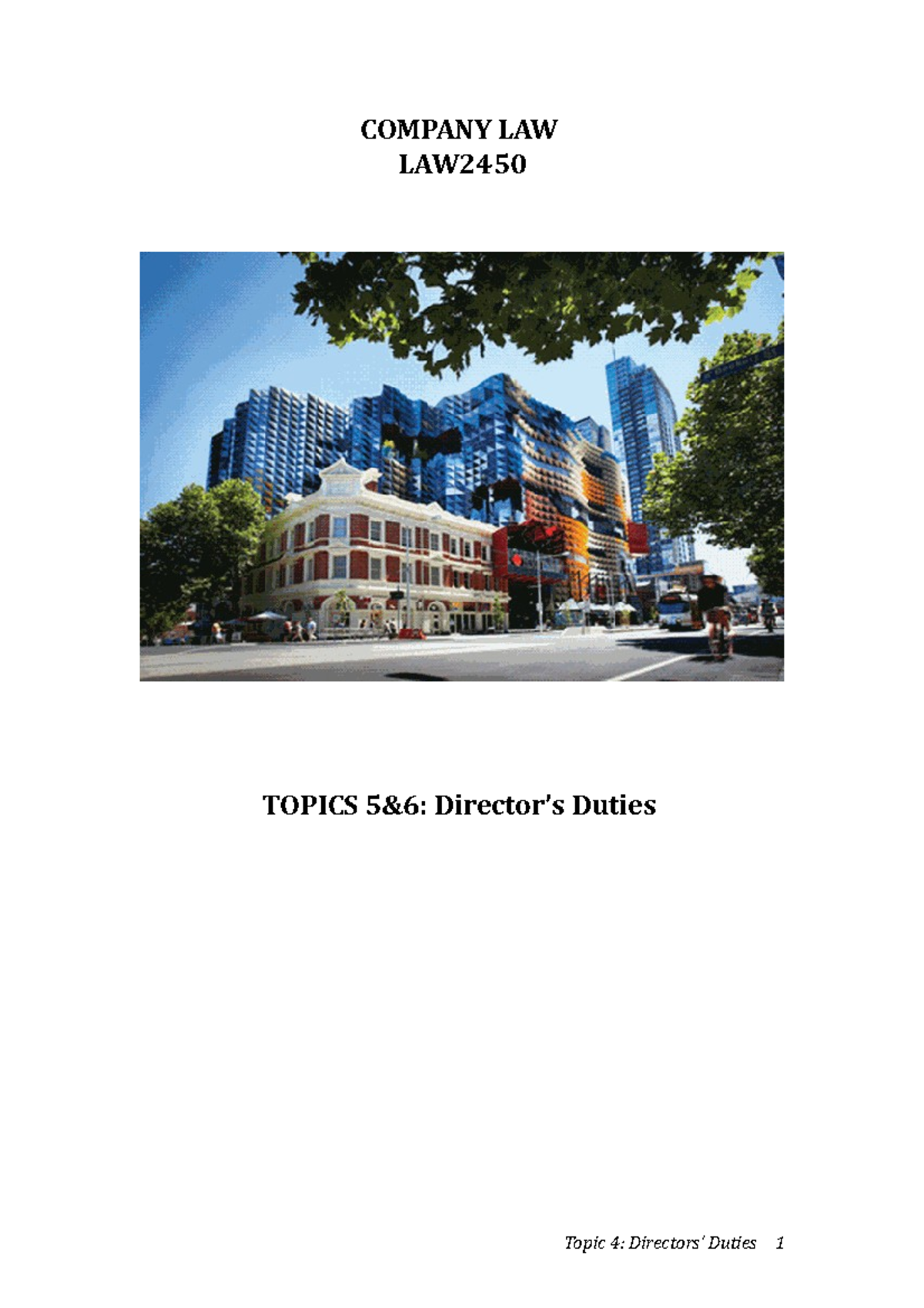 Company LAW LAW2450 - Topic Notes - Topic 5 and 6 - COMPANY LAW LAW ...