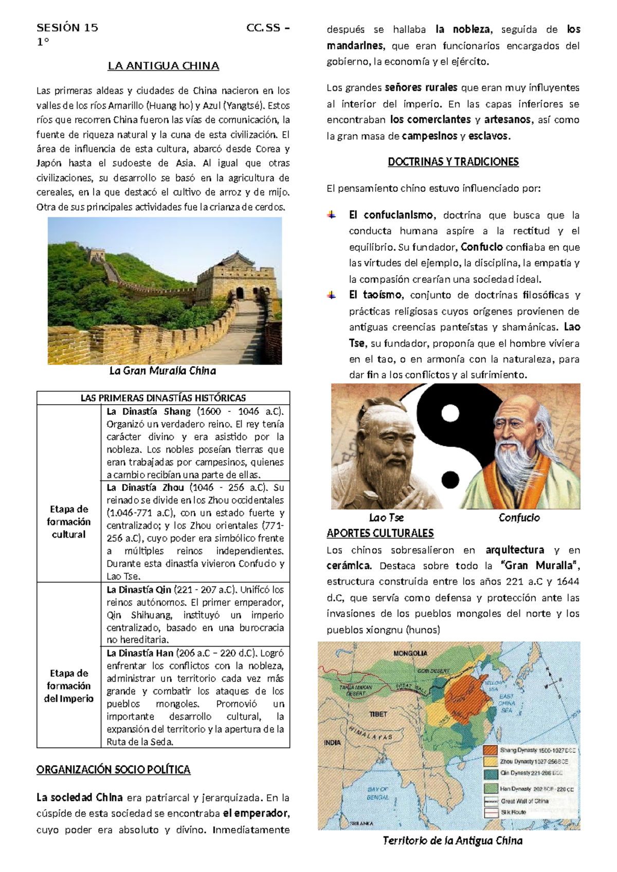 CC.SS 1° - Sesión 15 La civilización China - SESIÓN 15 CC – 1° LA ...