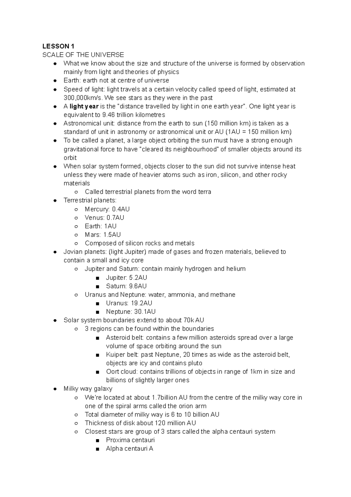 Phys284 lesson 1 - LESSON 1 SCALE OF THE UNIVERSE What we know about ...