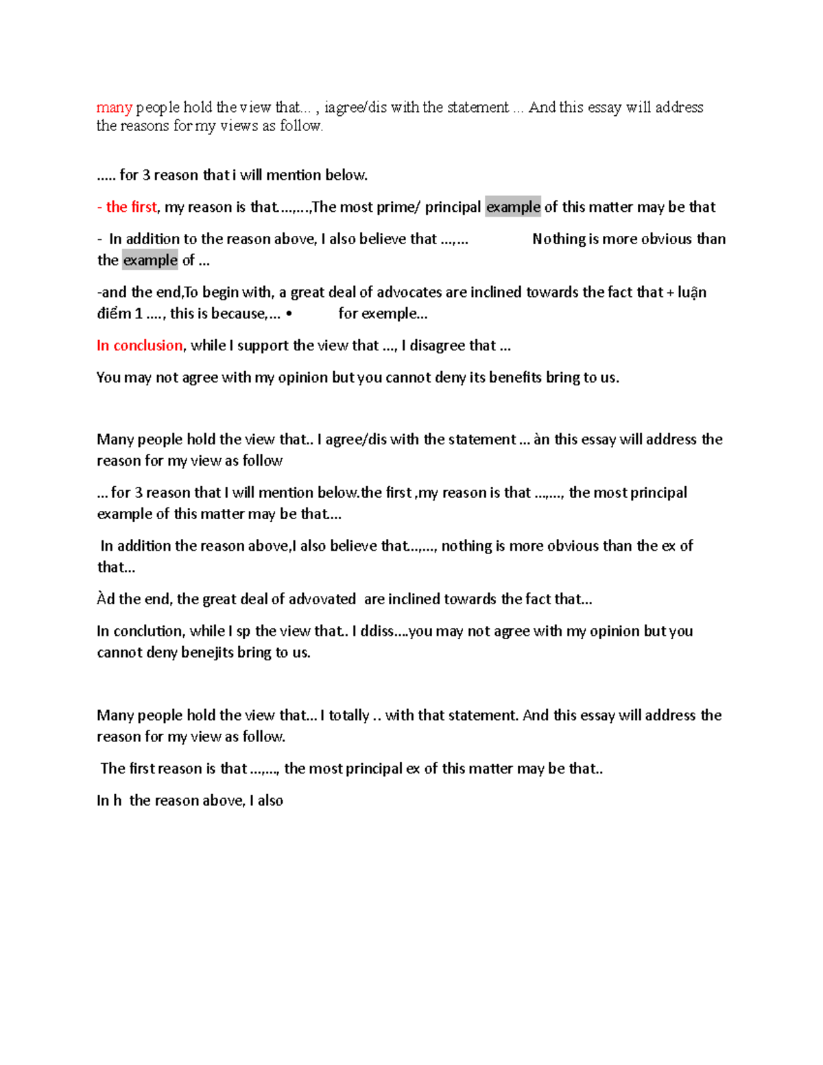 Many people hold the view that - .. , iagree/dis with the statement ...