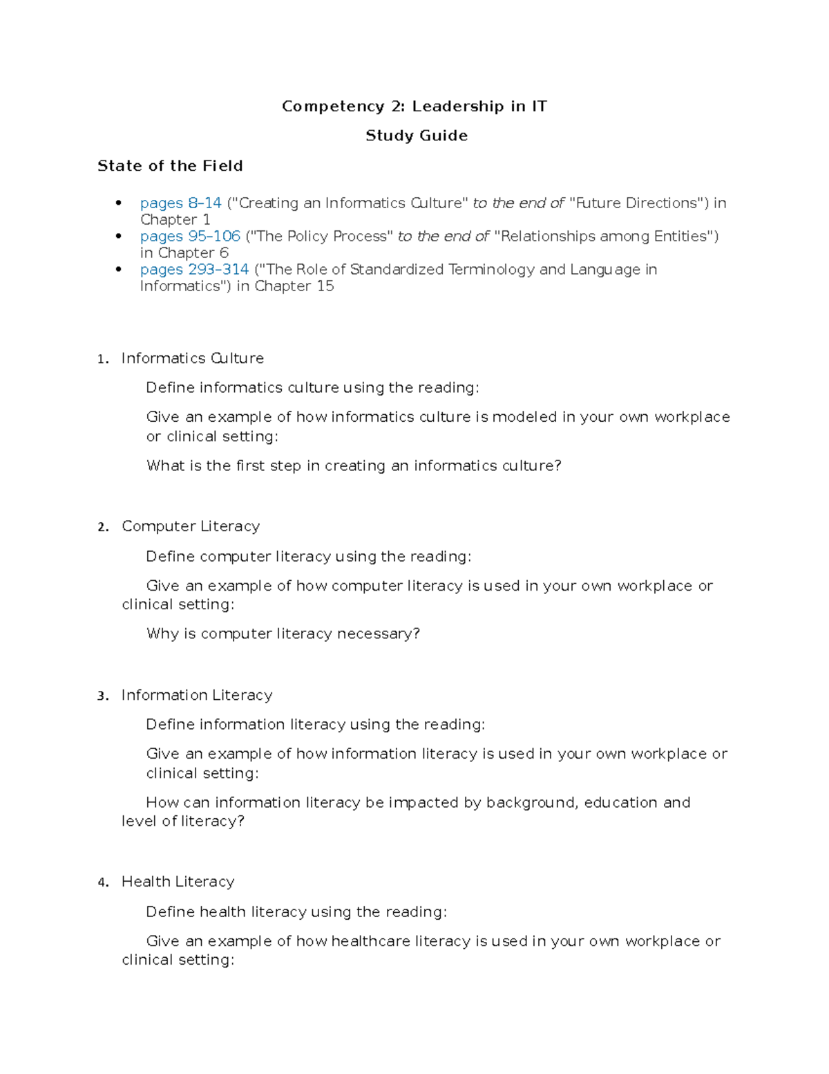 C468 Study Guide V3 Competency 2 - Competency 2: Leadership in IT Study ...