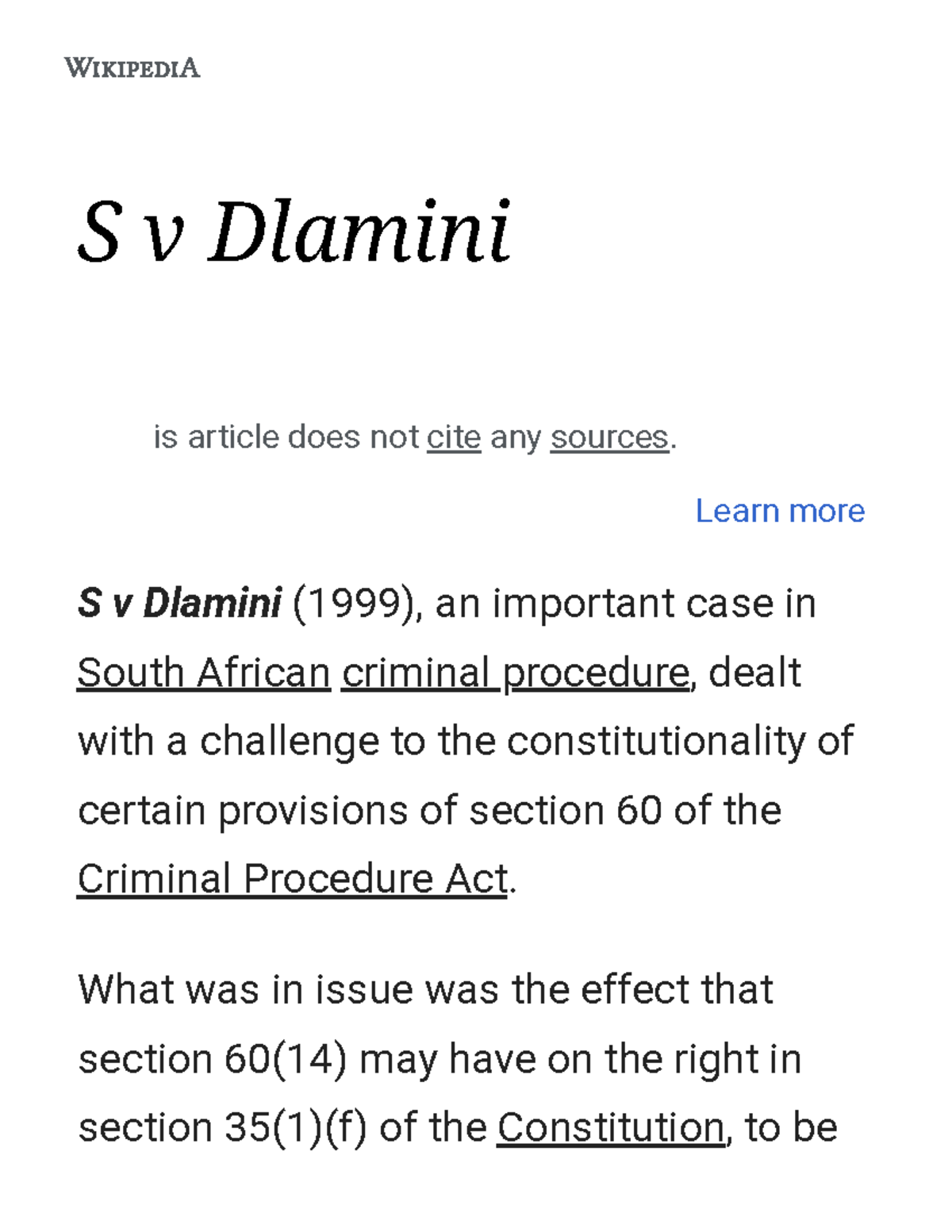 S v Dlamini CASE SUMMARY OF THE JUDGEMENT - LCL 212E - UFH - Studocu