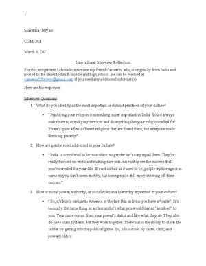 Interview Reflection - COM-263 - GCU - StuDocu