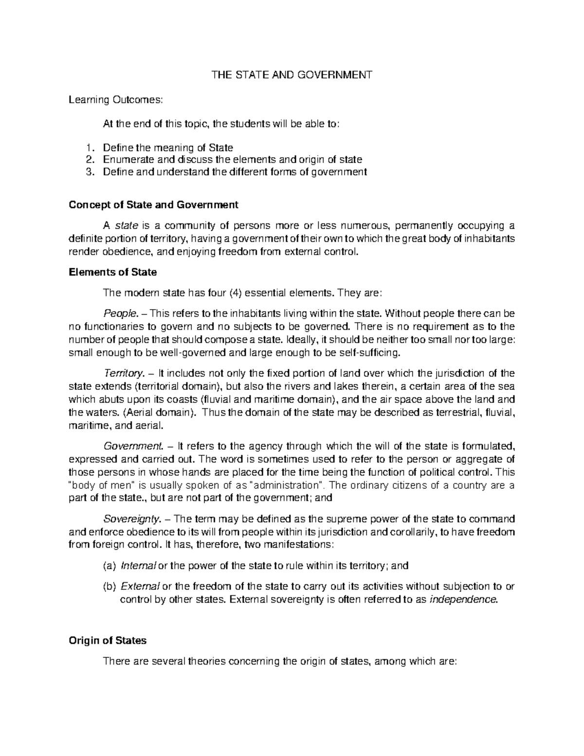 Module 3- Topic 1 THE State AND Government - THE STATE AND GOVERNMENT ...