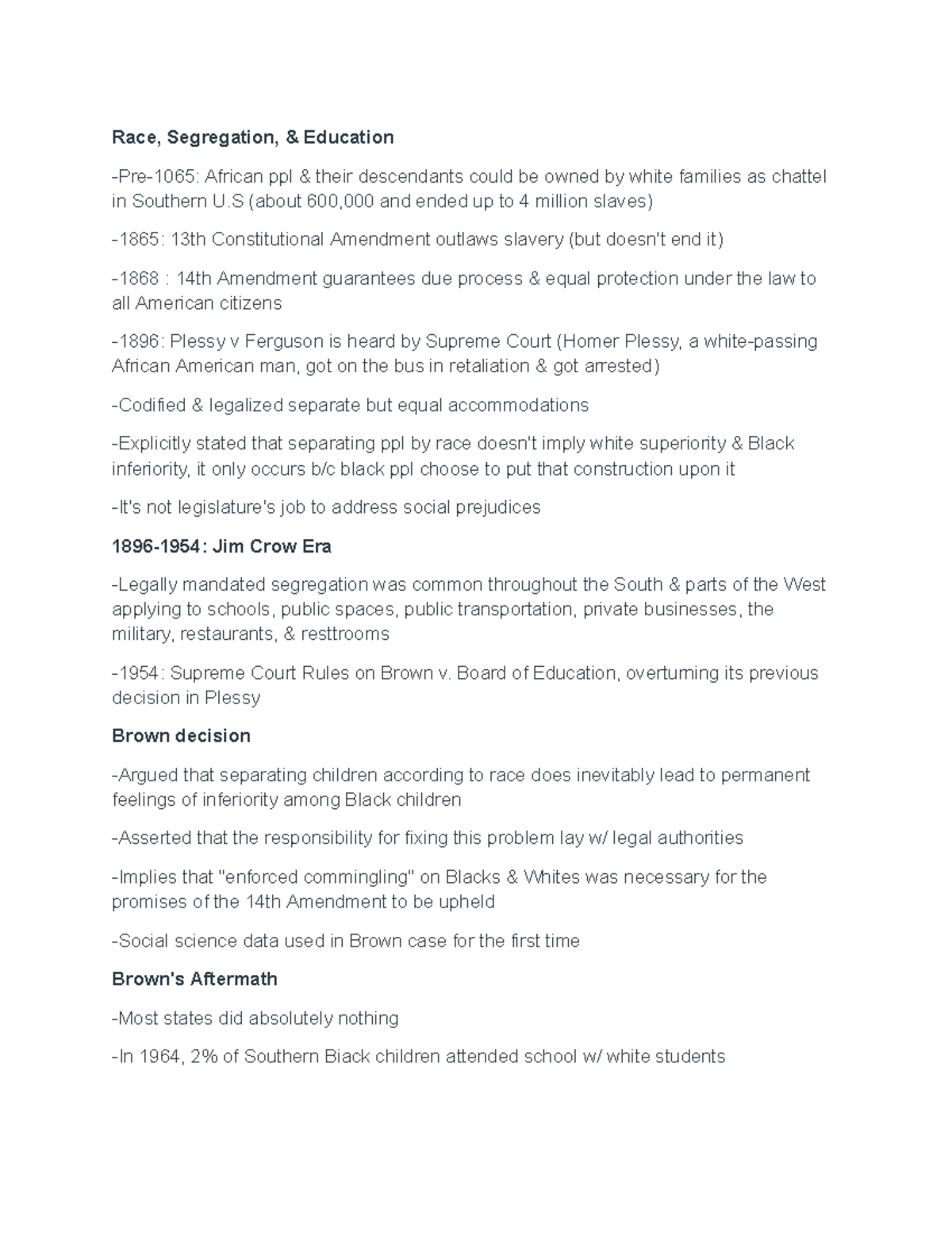 Segregation and Education - Race, Segregation, & Education -Pre-1065 ...