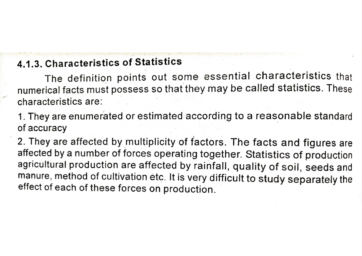 Characteristics of statistics - Ba /BBA/BCom calicut university - Studocu