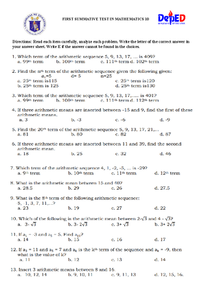 Arithmetic Sequence - Arithmetic Sequence Activity. Each item below shows a pattern. Take this ...