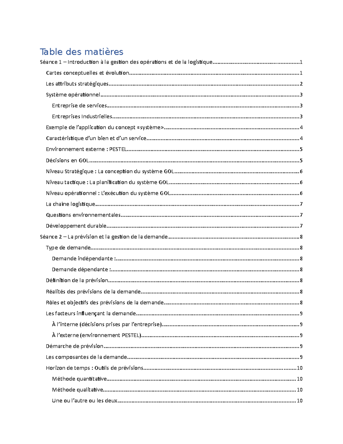 Notes-de-cours-GOL-bonnes HEC - Table des matières Séance 1 ...