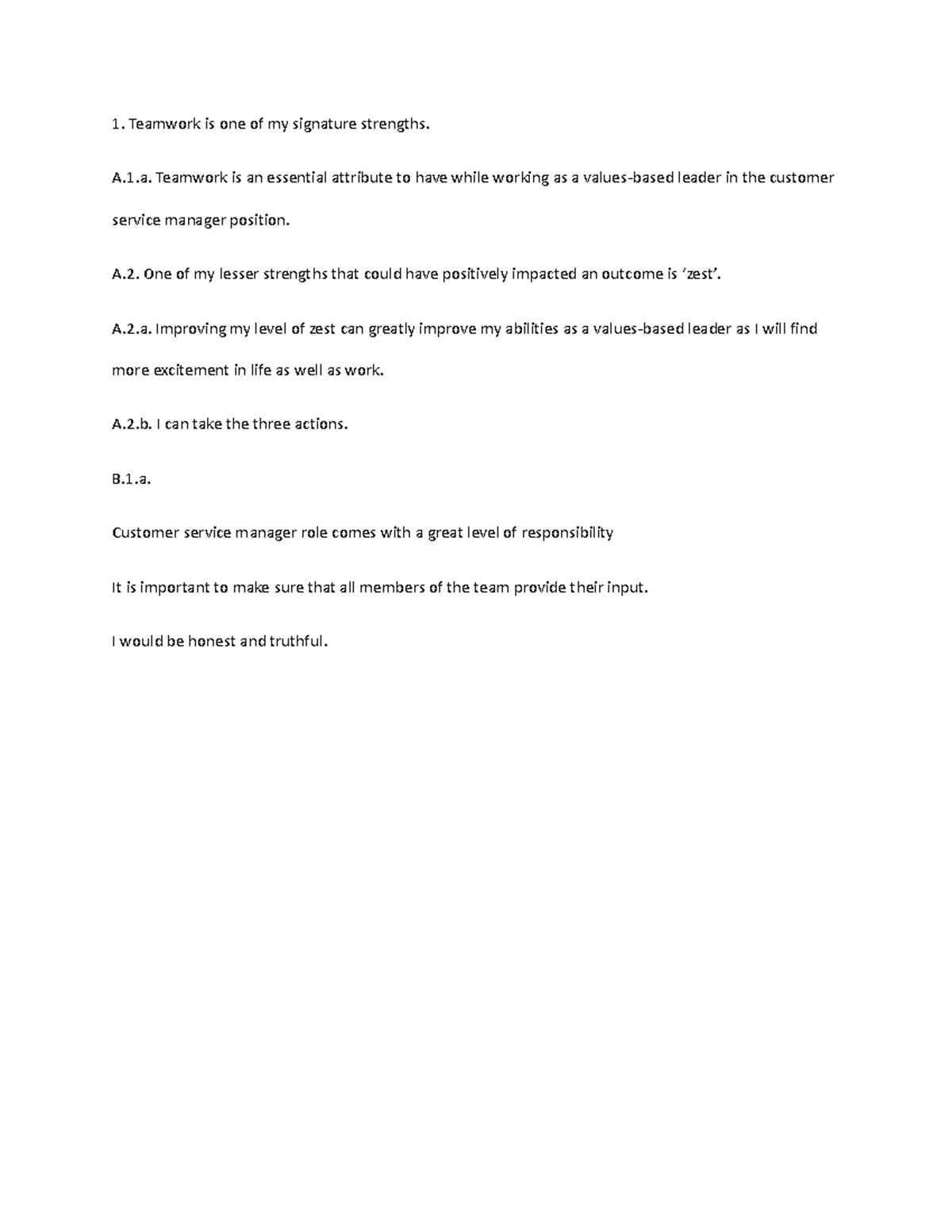 Upload - Notes - Teamwork is one of my signature strengths. A.1 ...
