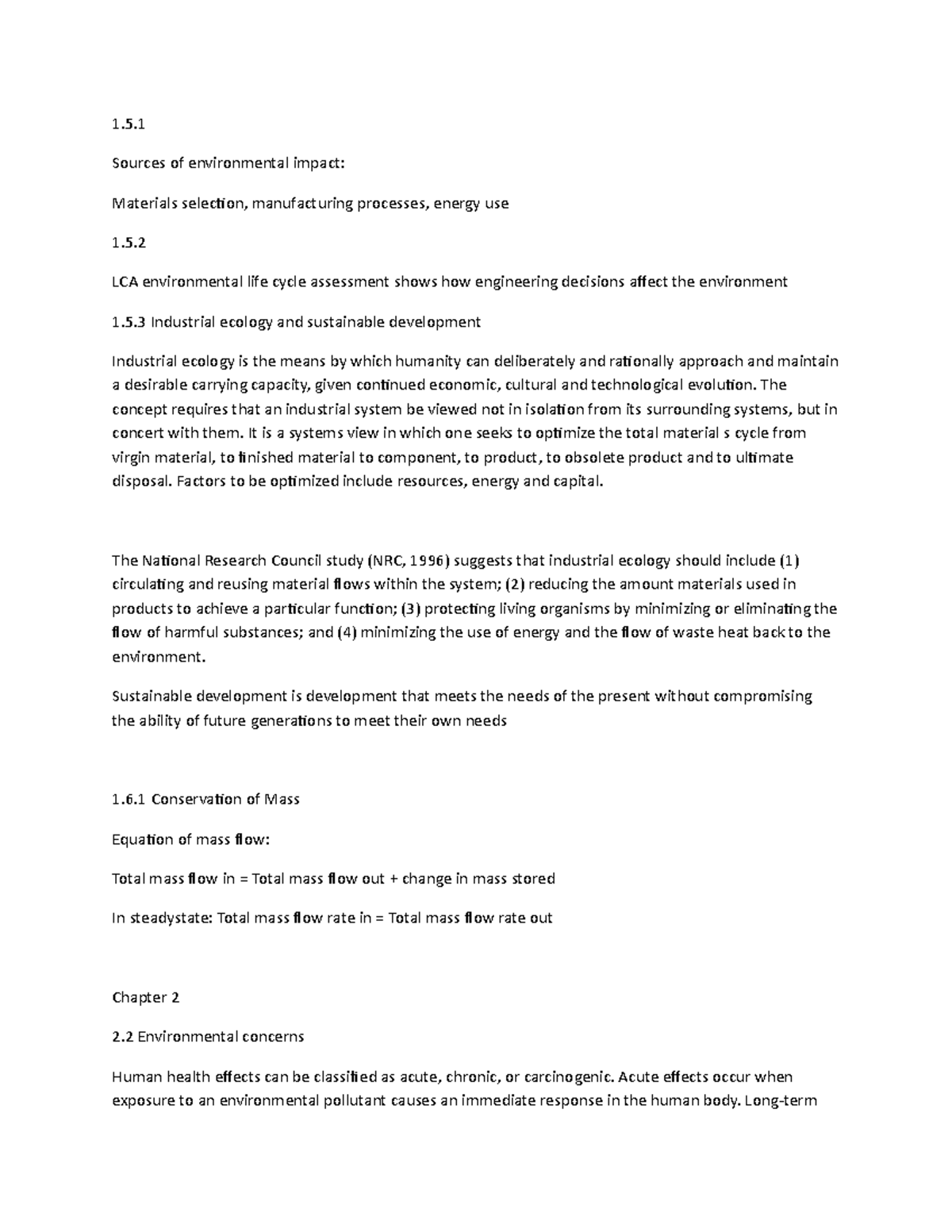 Sustainable Development and Environmental Stewardship - Lecture notes ...