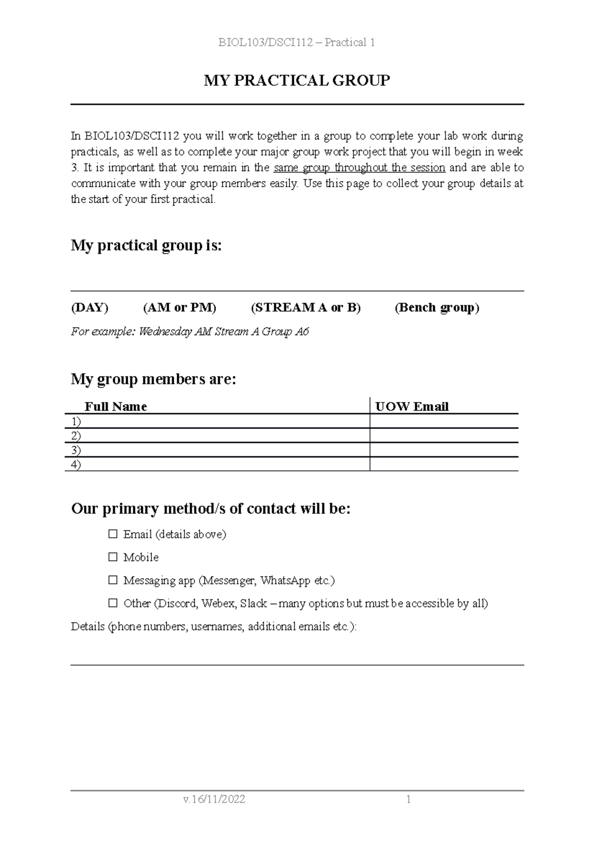 BIOL103 (2022) Practical 1 - Biochemistry (manual pages) - MY PRACTICAL ...