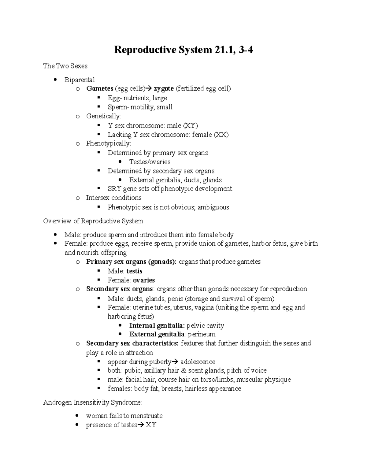 Reproductive System Outline - Reproductive System 21, The Two Sexes ...