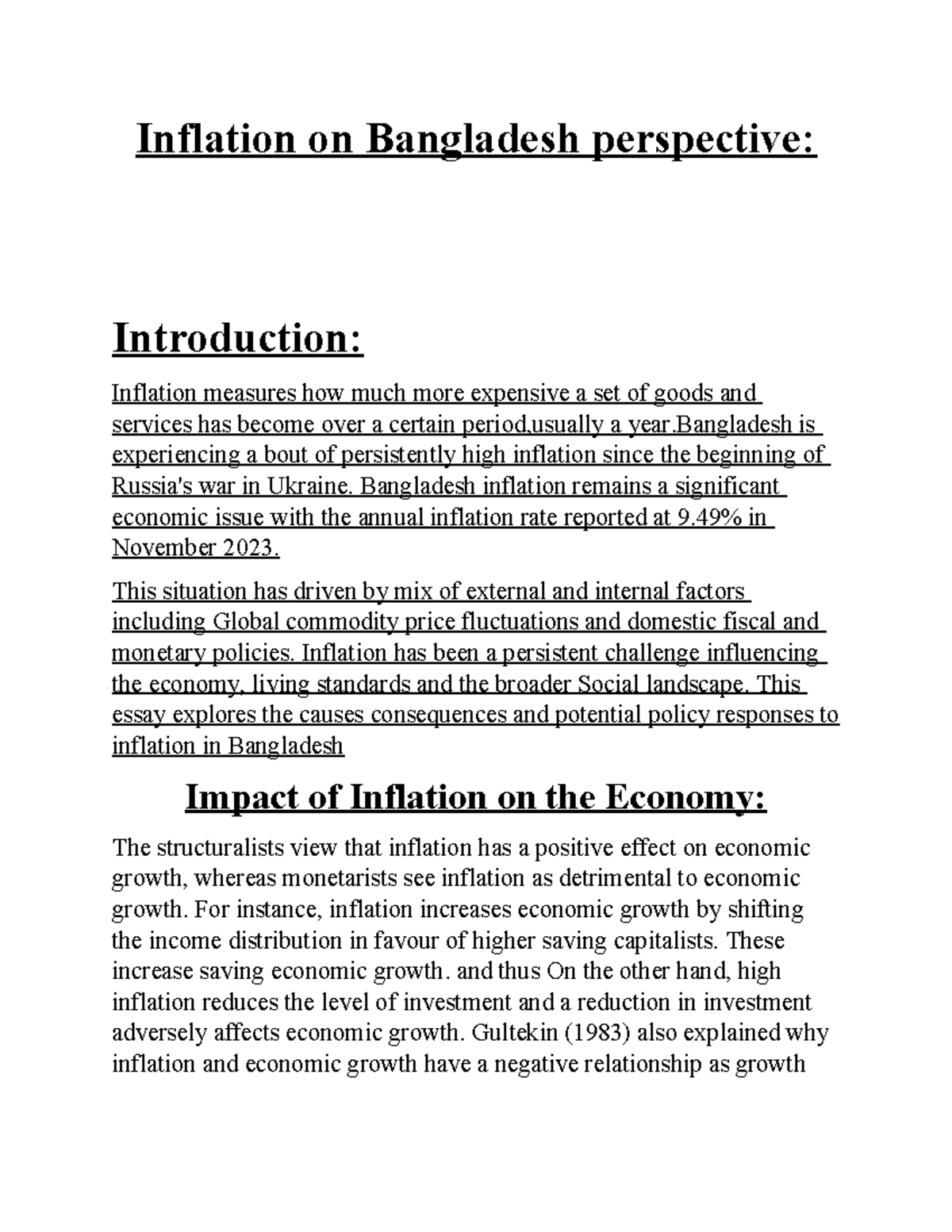 Impact of Inflation - Inflation on Bangladesh perspective: Introduction ...