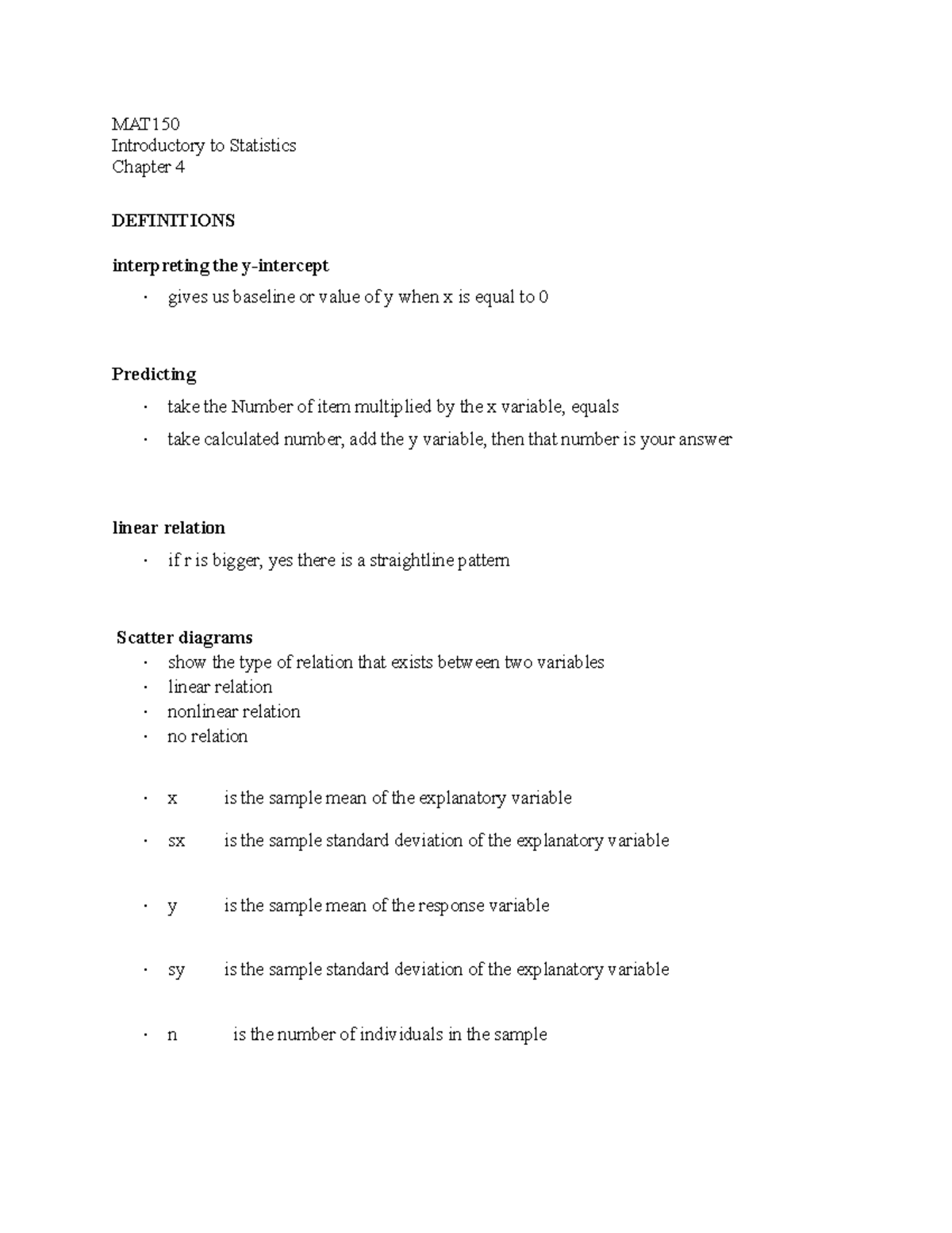 MAT150 Chapter 4 - MAT Introductory to Statistics Chapter 4 DEFINITIONS ...