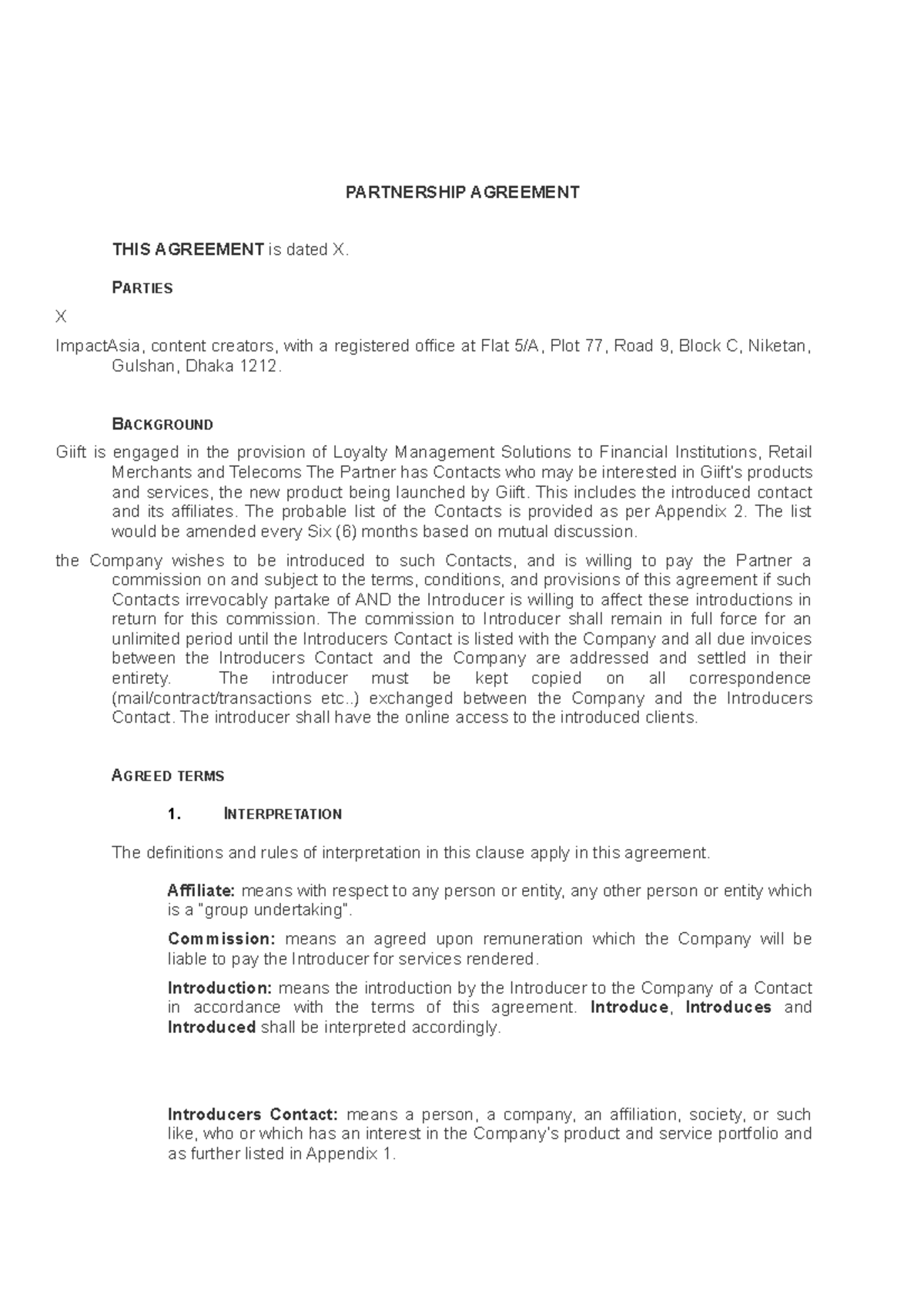Introducers Agreement Template