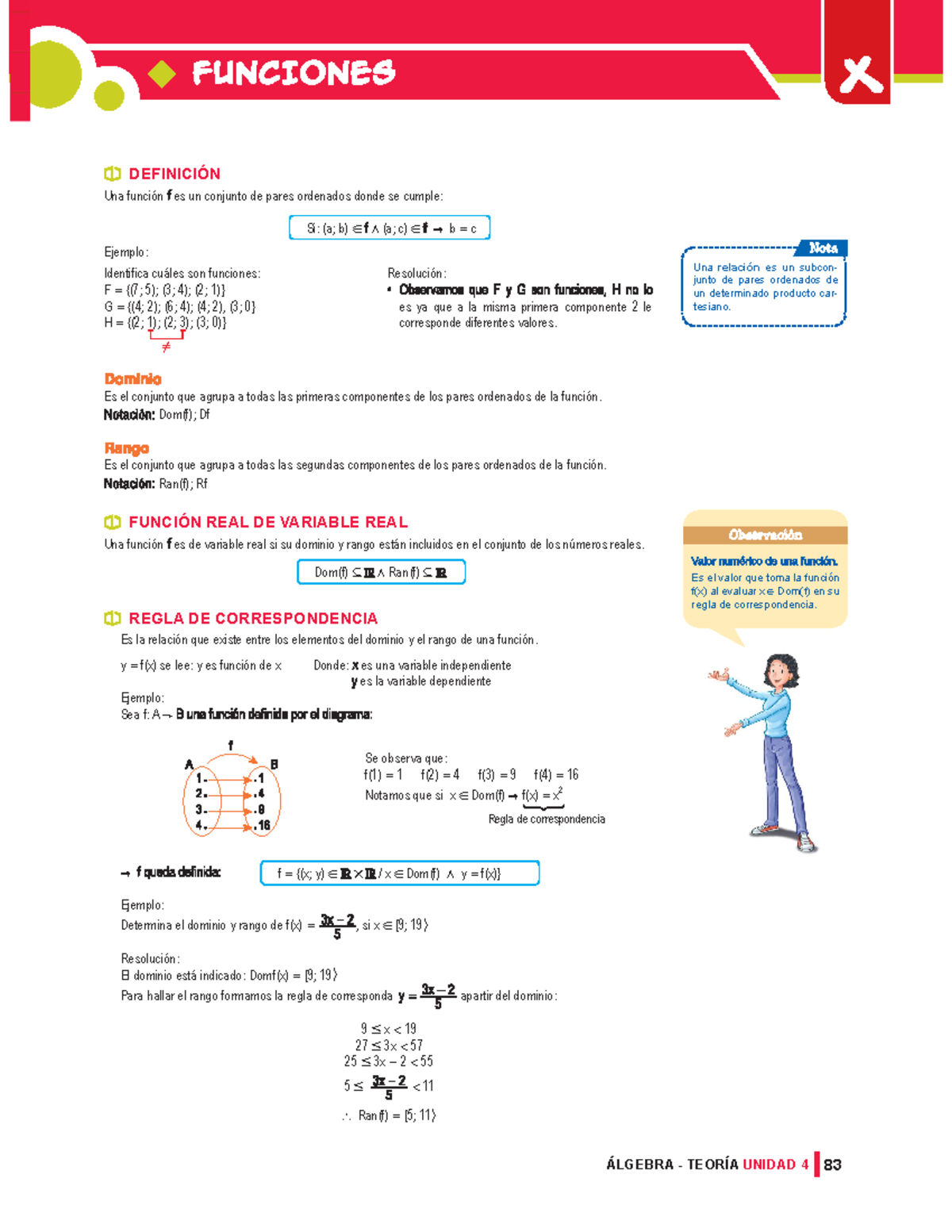 Funciones - practica - ÁLGEBRA - TEORÍA UNIDAD 4 83 DEFINICIÓN Una ...