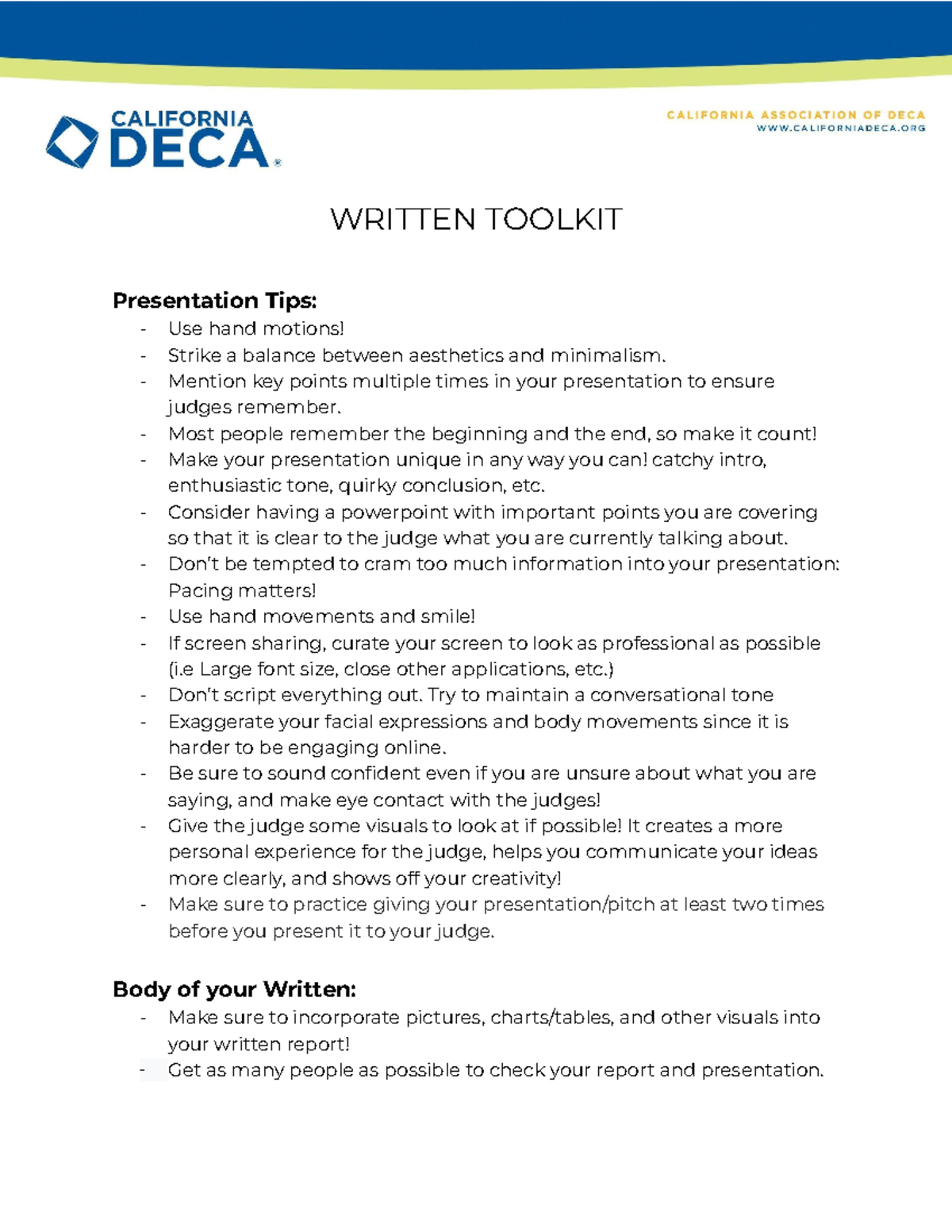 2024 Written Toolkit - helps - WRITTEN TOOLKIT Presentation Tips: Use ...
