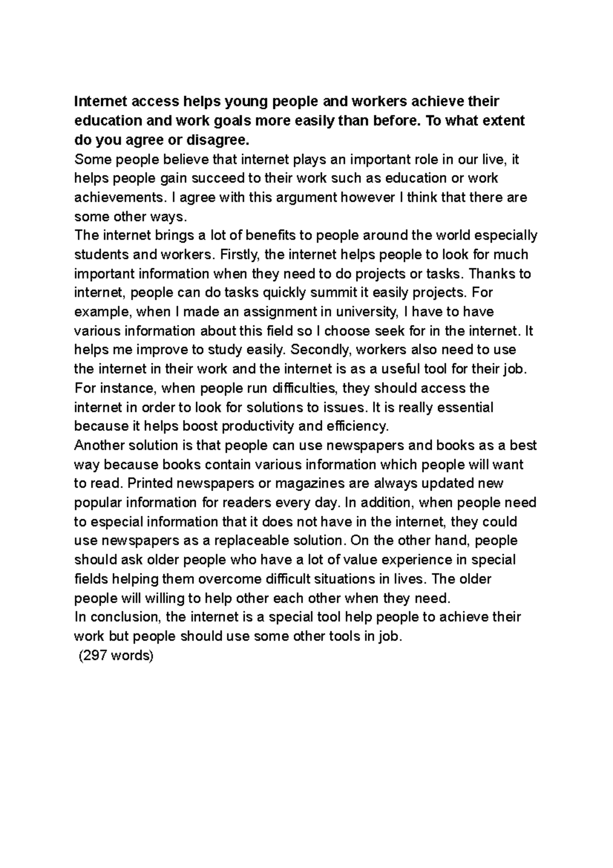 Task 2 - Internet access helps young people and workers achieve their ...