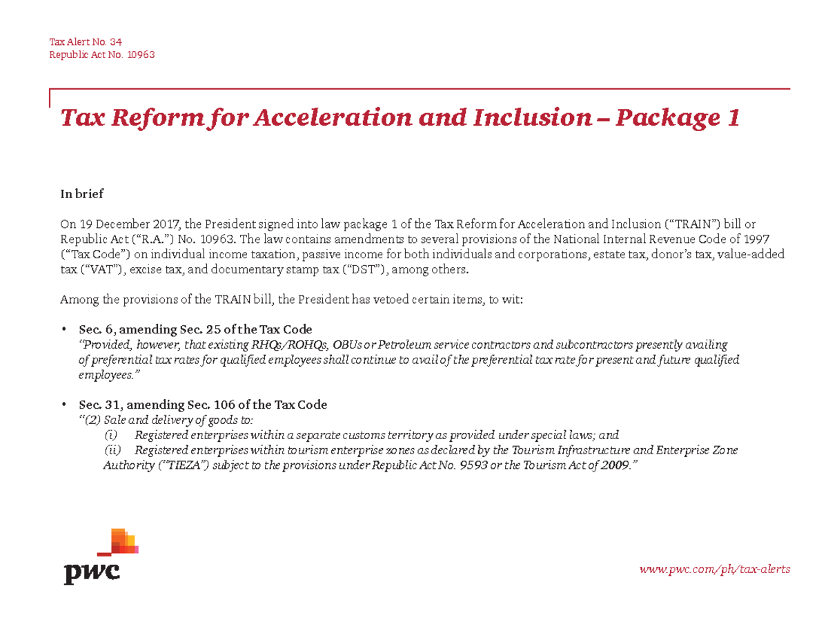 Train LAW RA10963 VS RA 8424 ACCOUNTING - Tax Reform for Acceleration ...