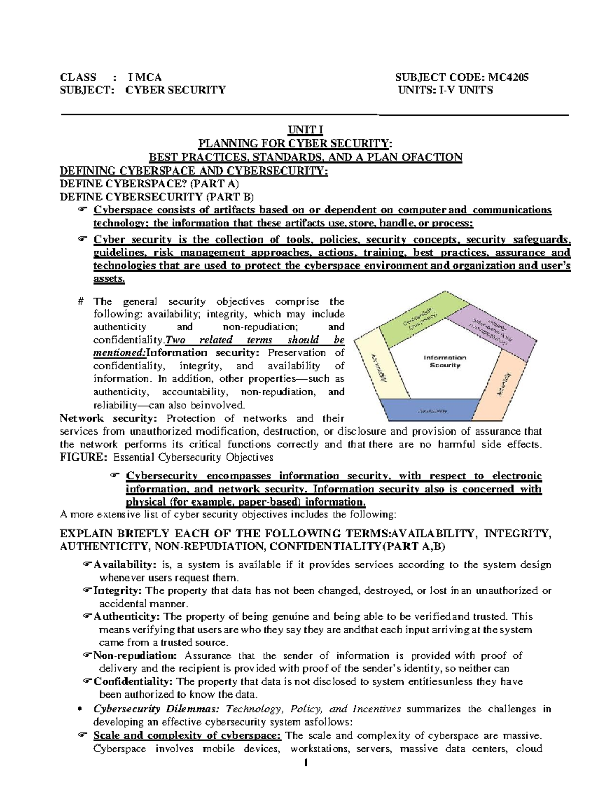 Cyber Security - r21 - CLASS : I MCA SUBJECT CODE: MC SUBJECT: CYBER ...