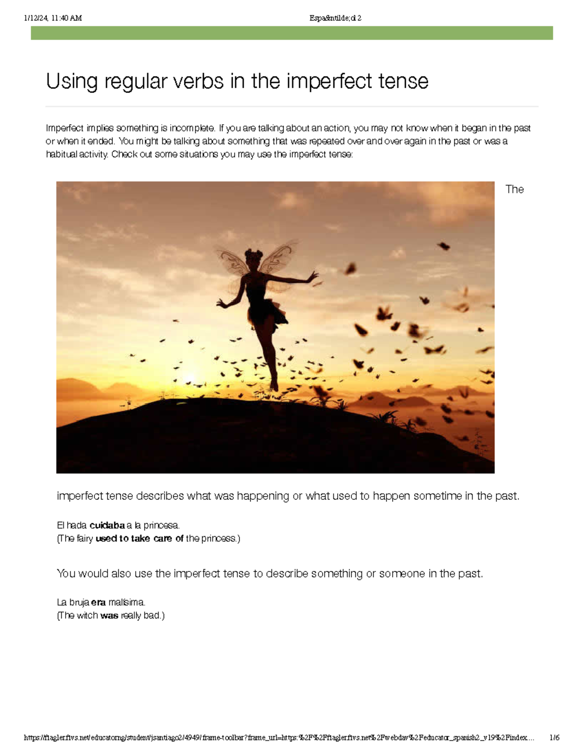 Using regular verbs in imperfect tense - Using regular verbs in the ...