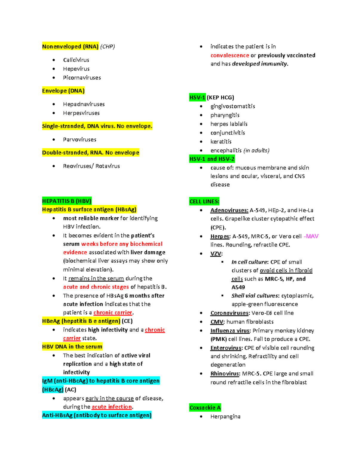 Week 5 mtap notes - Nonenveloped (RNA) (CHP) - Calicivirus - Hepevirus ...