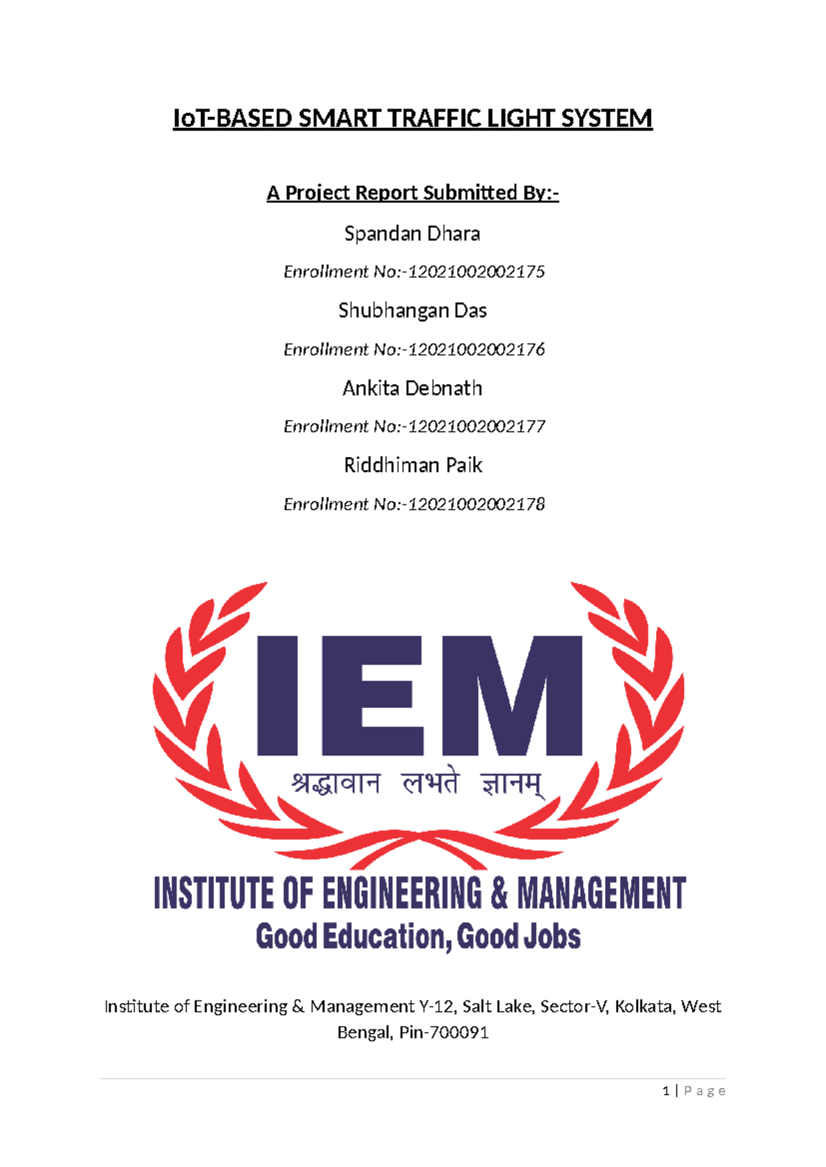 Io T based smart traffic system - IoT-BASED SMART TRAFFIC LIGHT SYSTEM ...