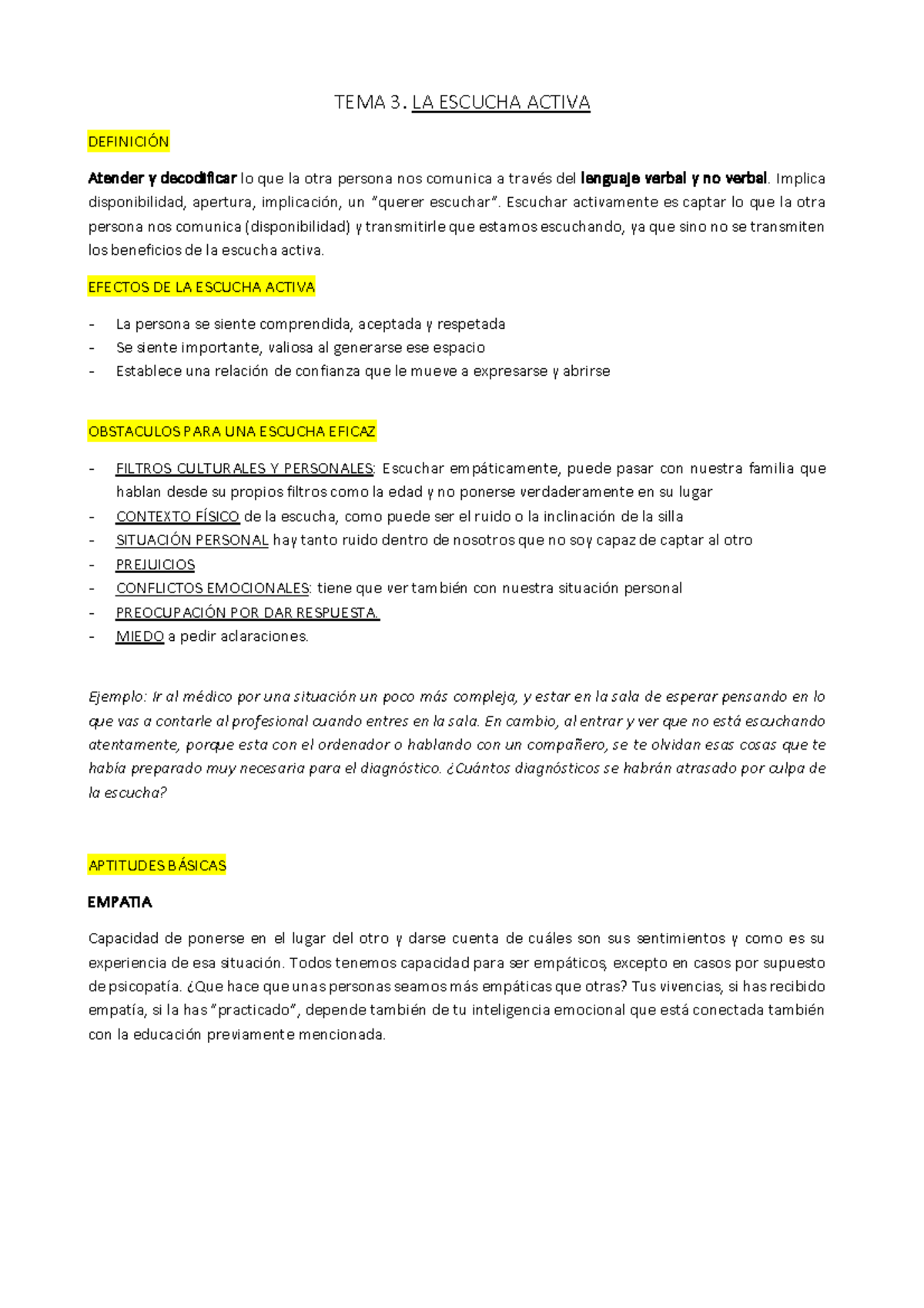 TEMA 3 Entrevista - TEMA 3. LA ESCUCHA ACTIVA DEFINICIÓN Atender y ...
