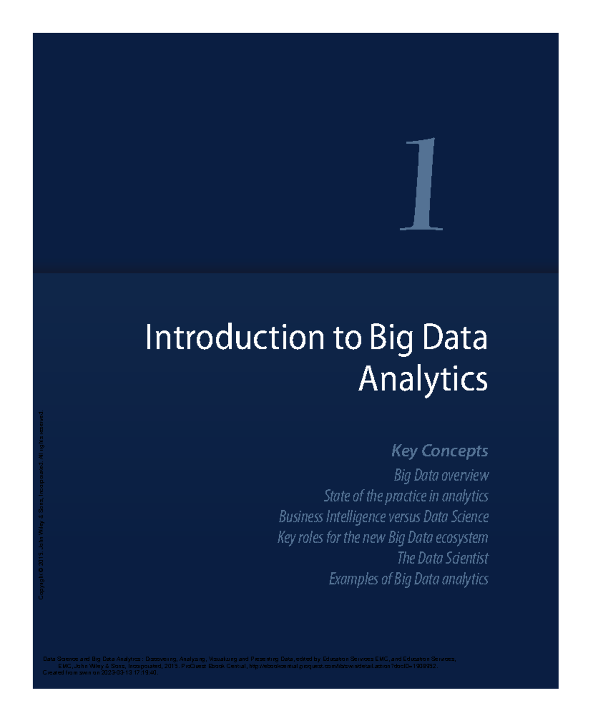Lecture 1 Introduction To Big Data Analytics 1 Introduction To Big Data Analytics Key Concepts