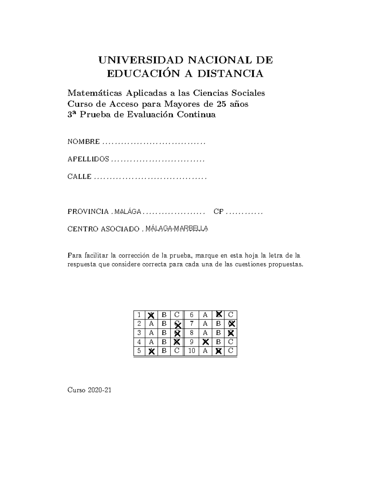 Matem Aticas Aplicadas A Las Ciencias Sociales Curso De Acceso Para Mayores De 25 A~nos 3ª