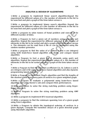 Lab List Progs - Lab Programs1 - Part-A 1. Write a program to implement linear search algorithm ...