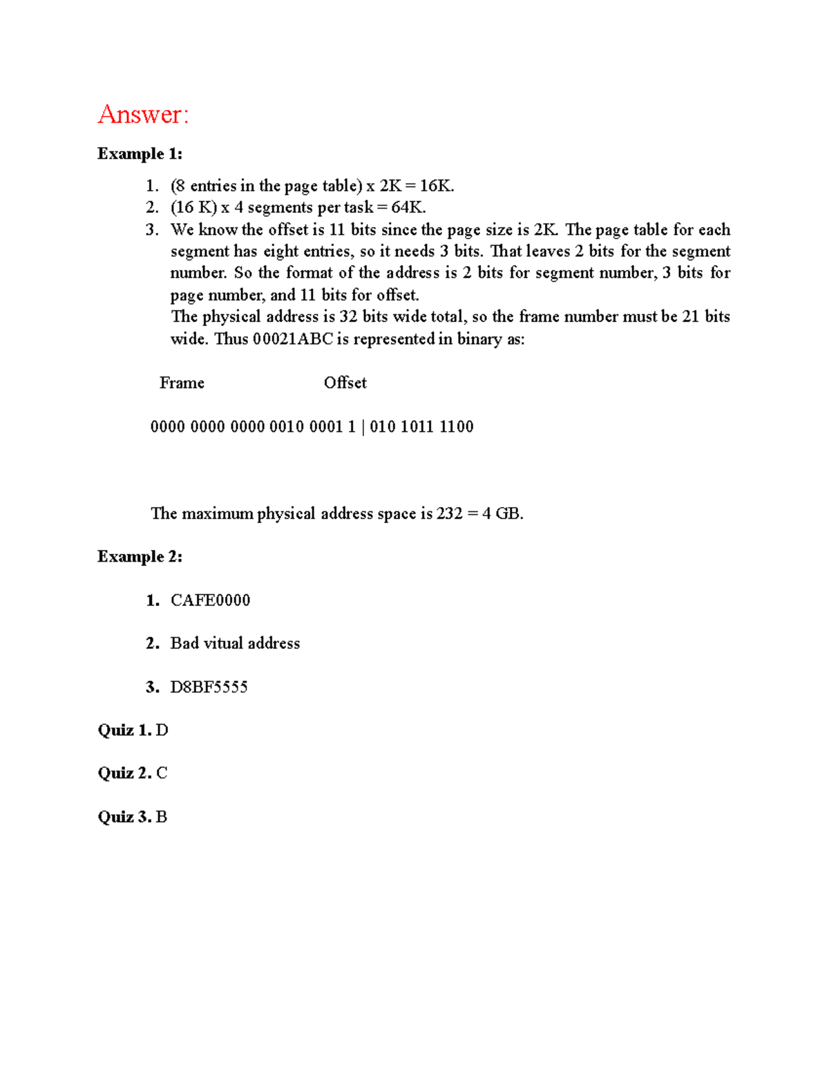 Main Memory - okokok - Answer: Example 1: 1. (8 entries in the page ...