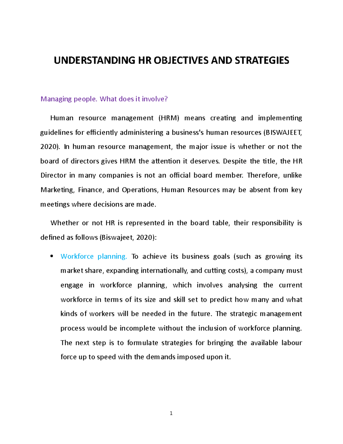 Understanding hr objectives and strategies - UNDERSTANDING HR ...