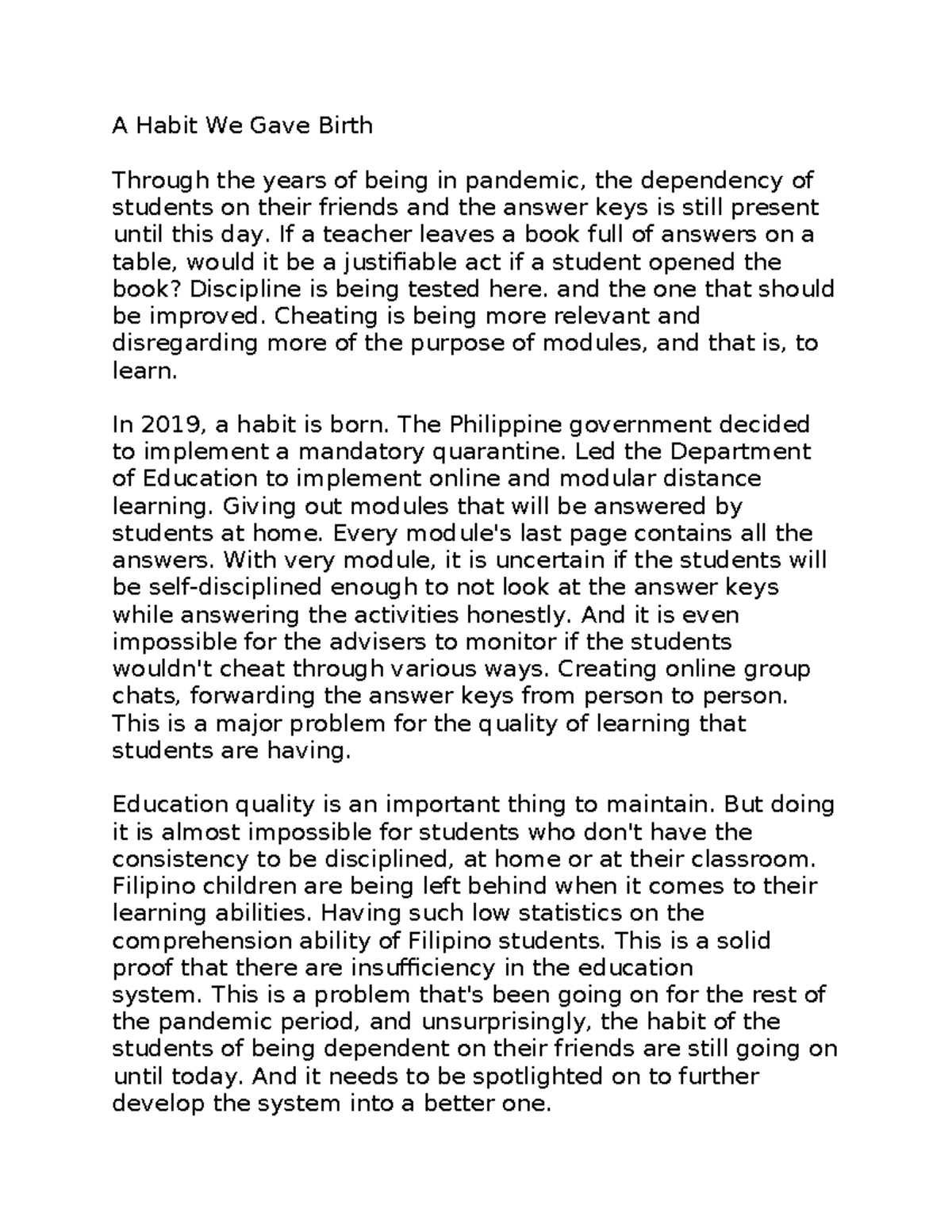 Discipline is slowly fading in the student - A Habit We Gave Birth ...