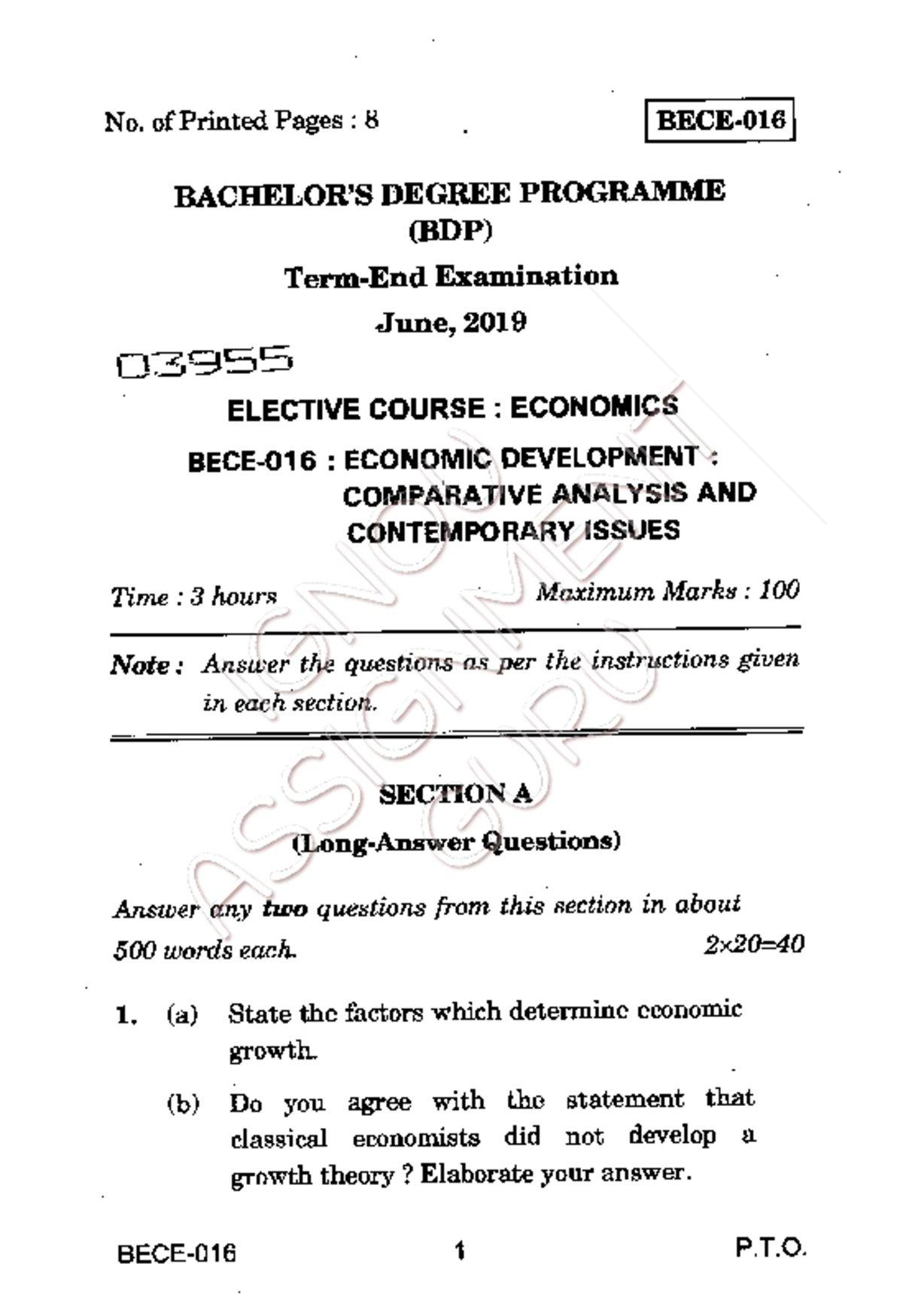 BECE-016 ENG - kkkk - No. of Printed Pages : 8 BECE- BACHELOR'S DEGREE ...