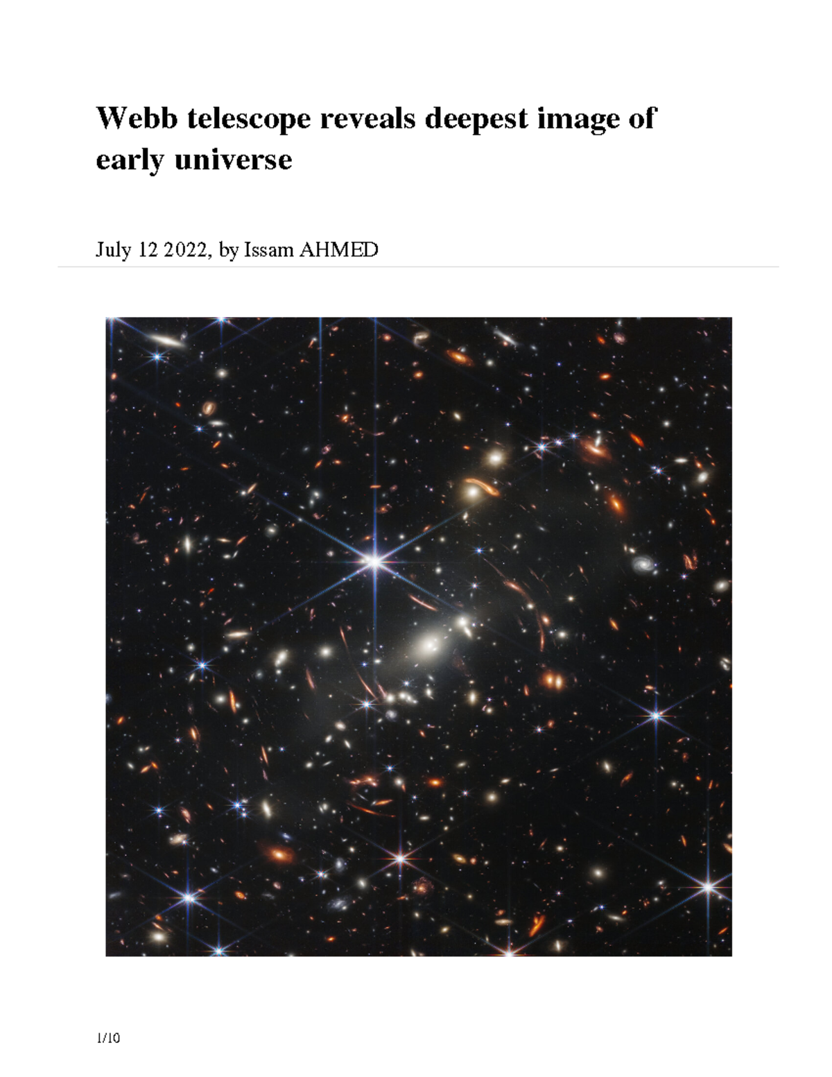 2022 07 webb telescope reveals deepest image - Webb telescope reveals deepest image of early ...