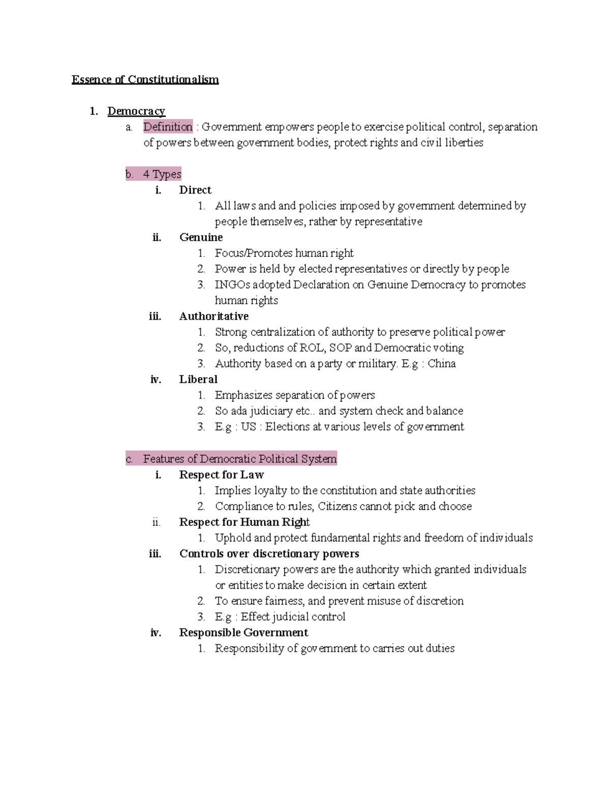 Constitutional Law Notes - Brief - Essence of Constitutionalism 1 ...