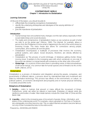 Introduction to Globalization - Bachelor of Elementary Education Laoag ...