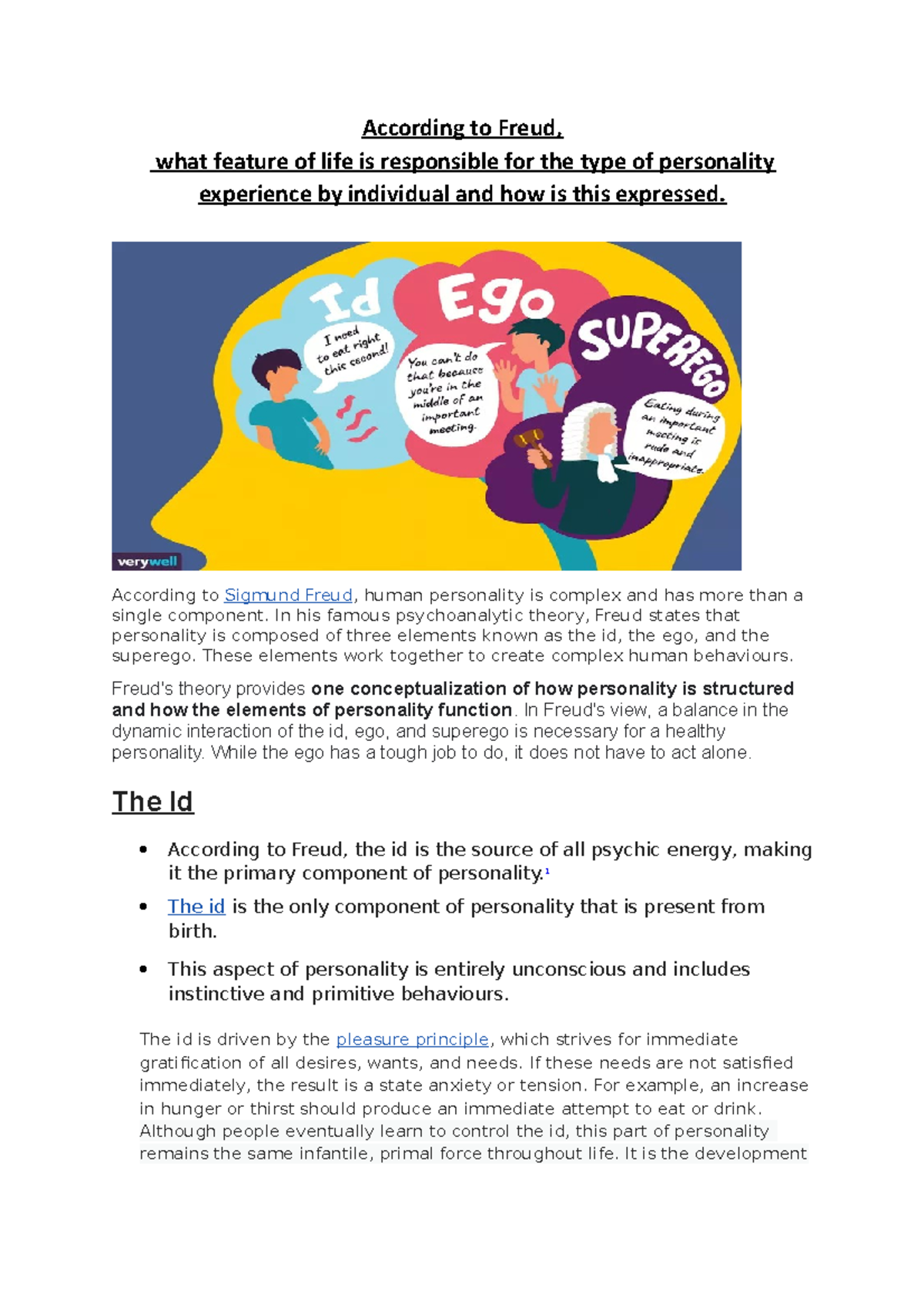 According to Freud - According to Freud, what feature of life is ...