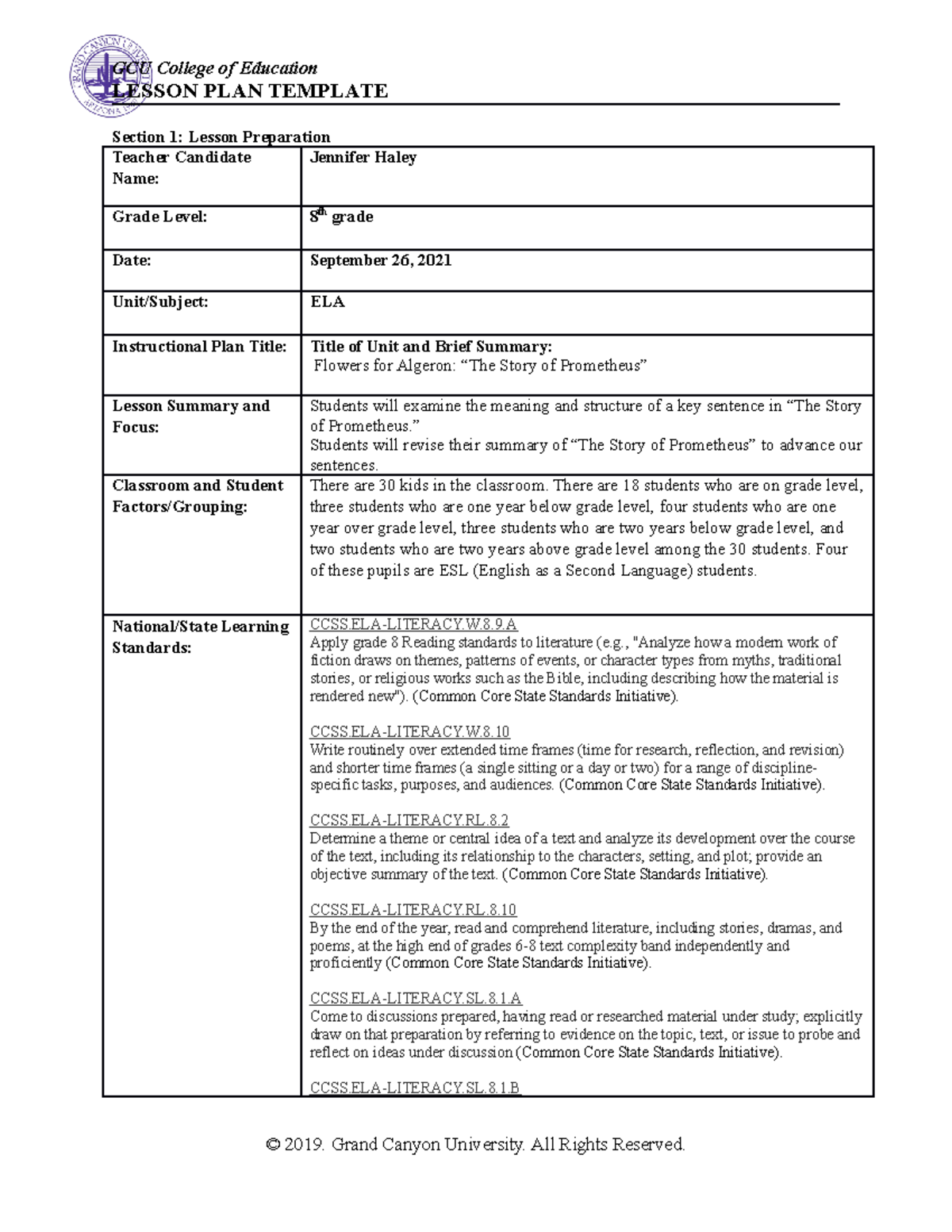 Lesson 2plan - SEC-345 - GCU - Studocu