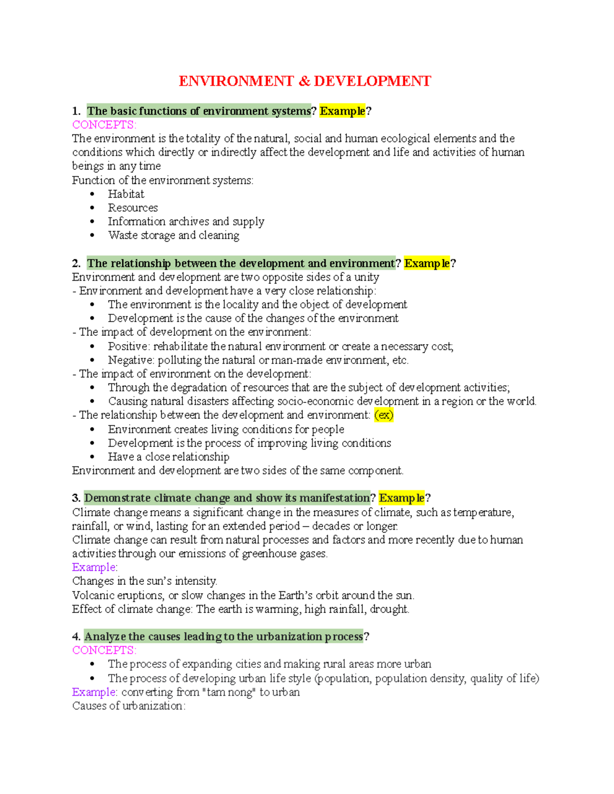 Environment- Development - ENVIRONMENT & DEVELOPMENT 1. The basic ...