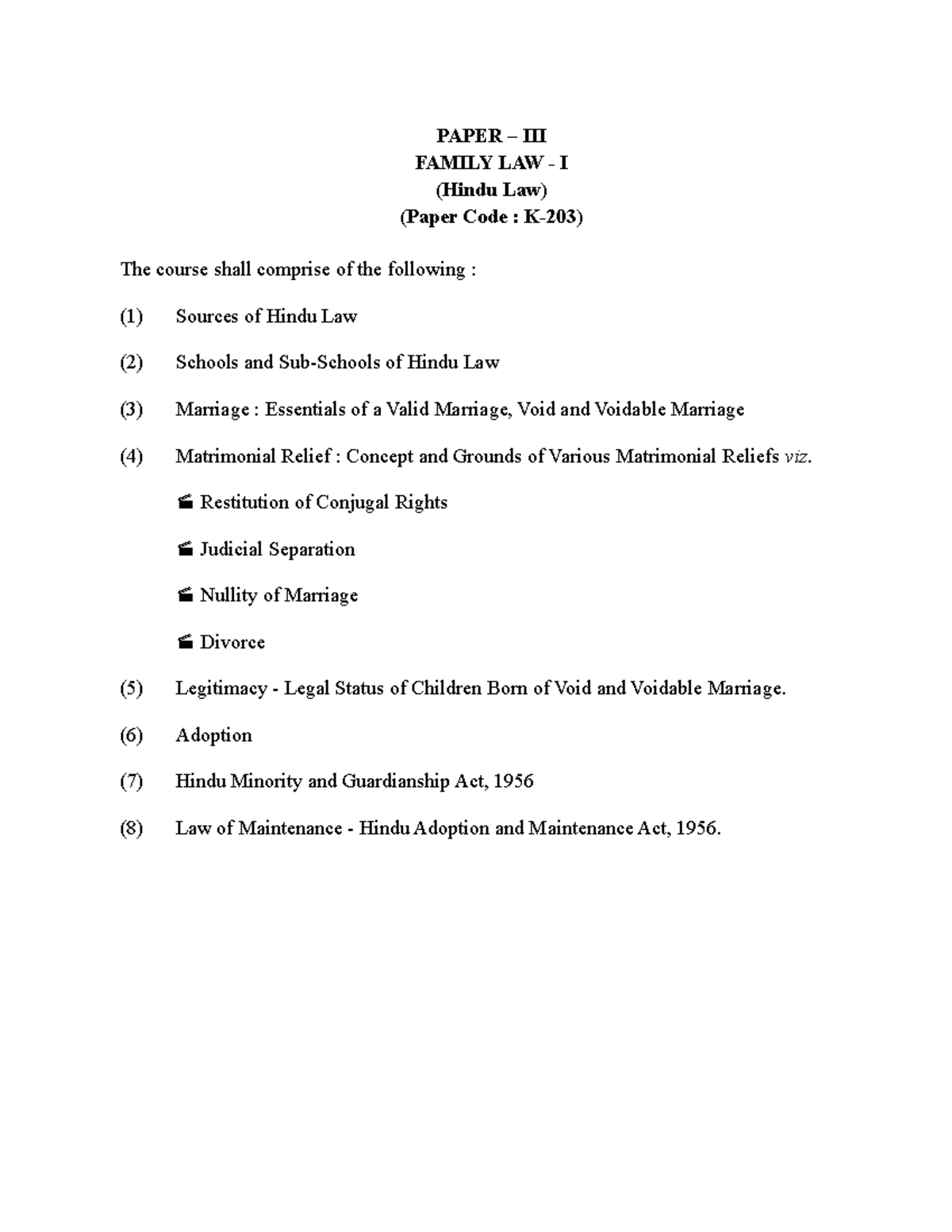 Hindu Law notes - PAPER – III FAMILY LAW - I (Hindu Law) (Paper Code ...