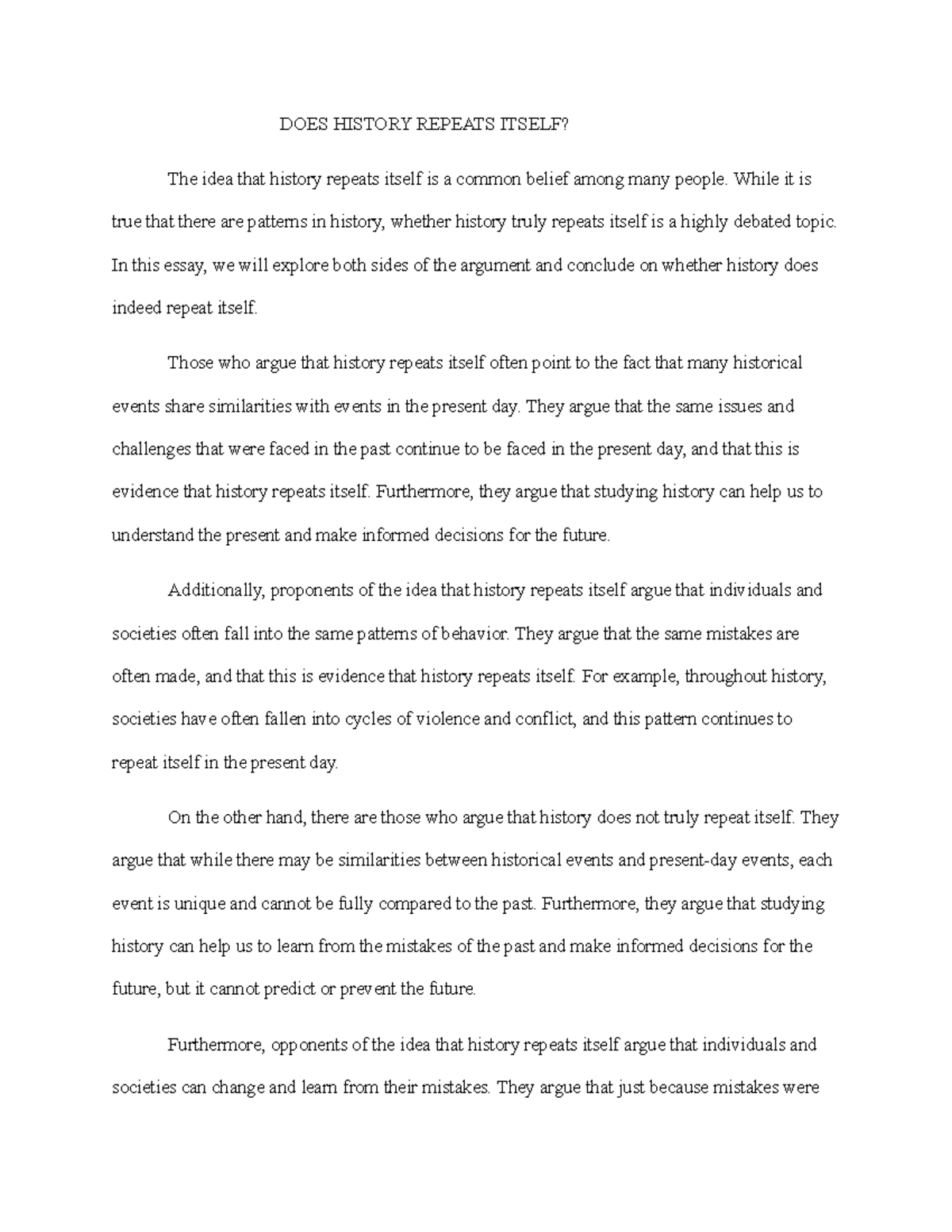 DOES History Repeats Itself - DOES HISTORY REPEATS ITSELF? The idea ...