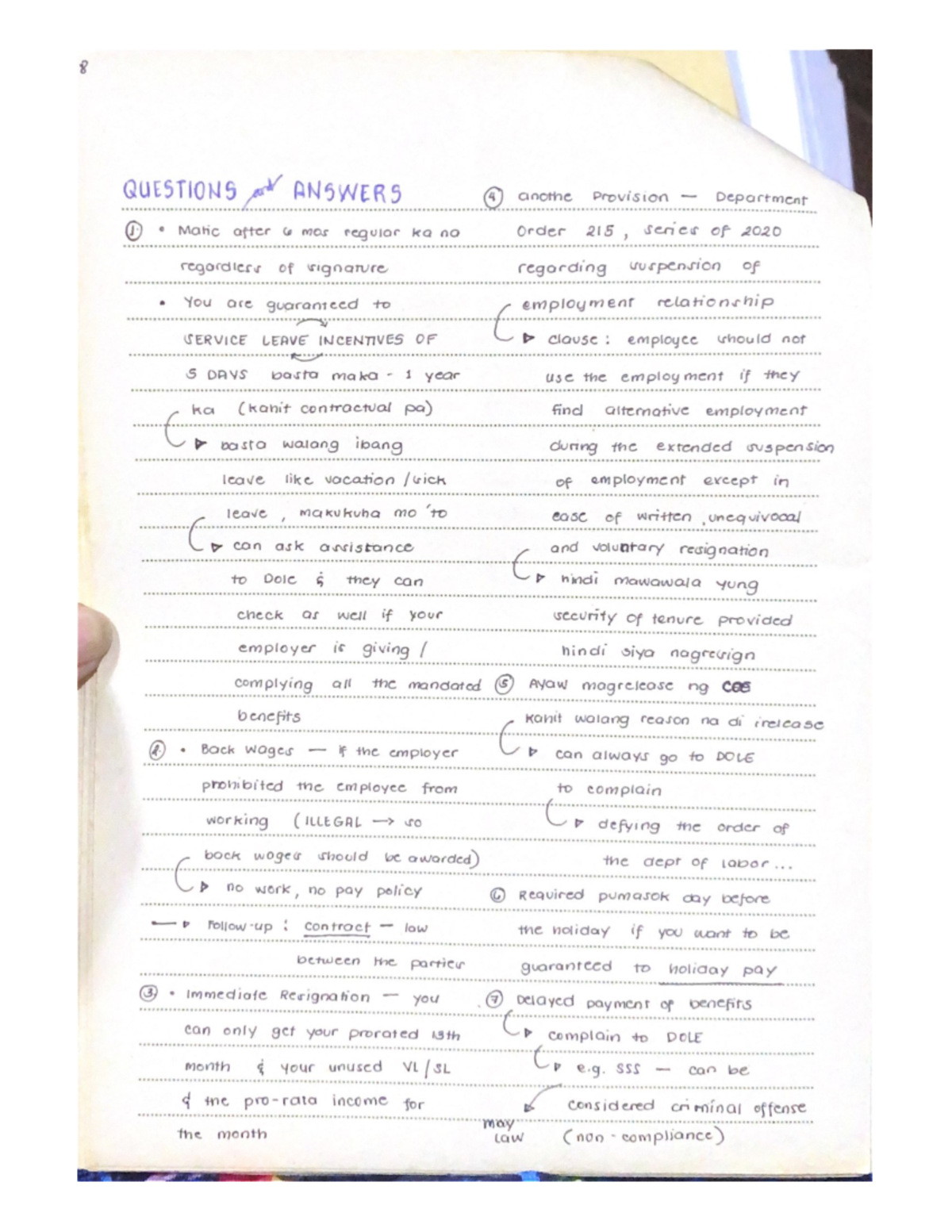 Labor Law Review Session Q&A - Bachelor of Science in Psychology - Studocu