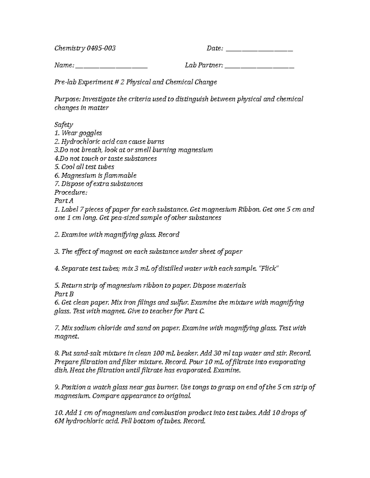 Lab 2 - Class Pre-Lab Work. Hand written and explained. - Chemistry ...