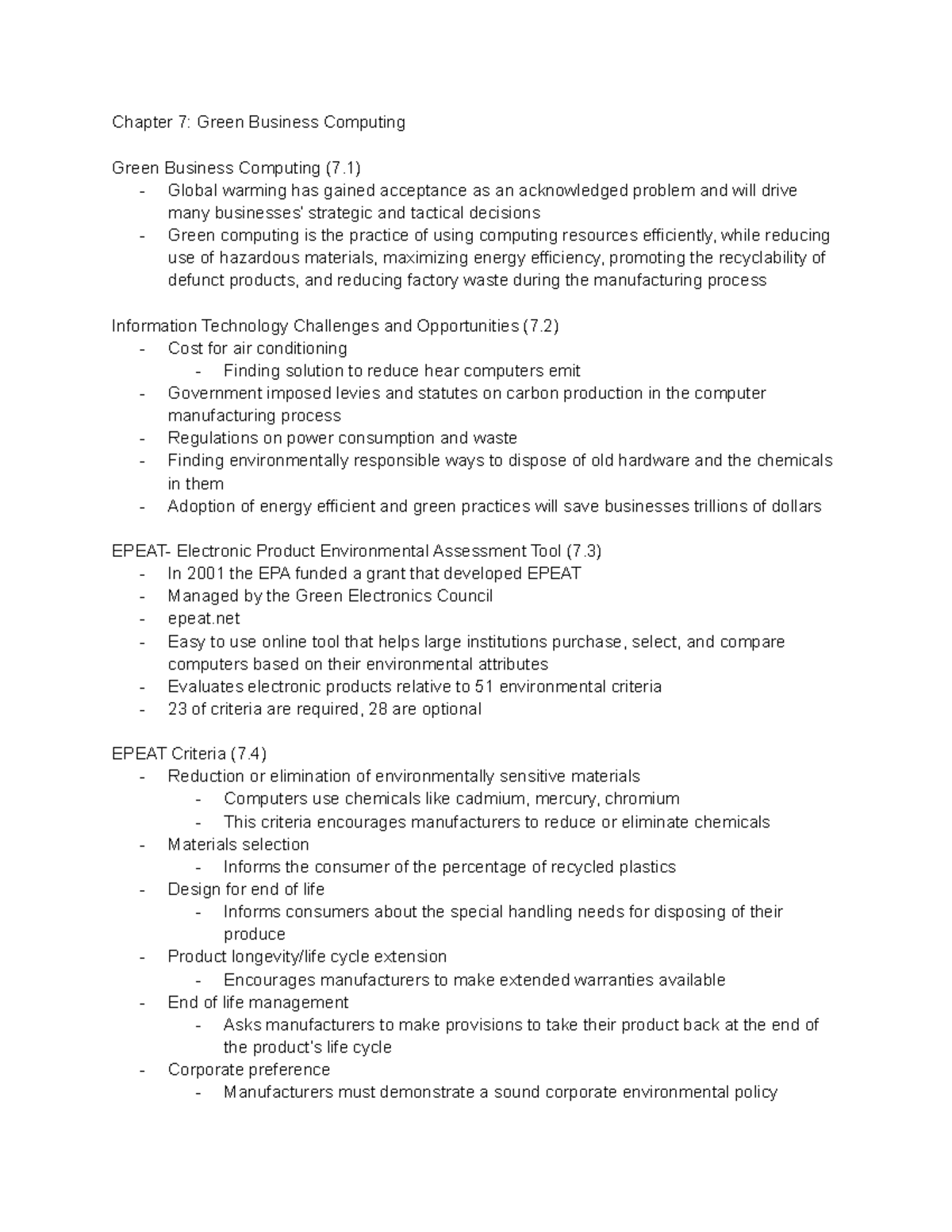 Green Business Computing Notes - Chapter 7: Green Business Computing ...