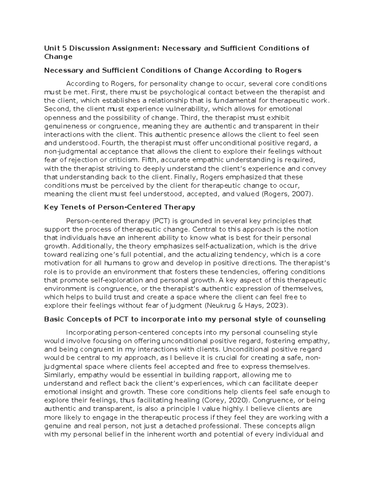 Unit 5 Discussion Assignment 1 - Unit 5 Discussion Assignment: Necessary and Sufficient ...