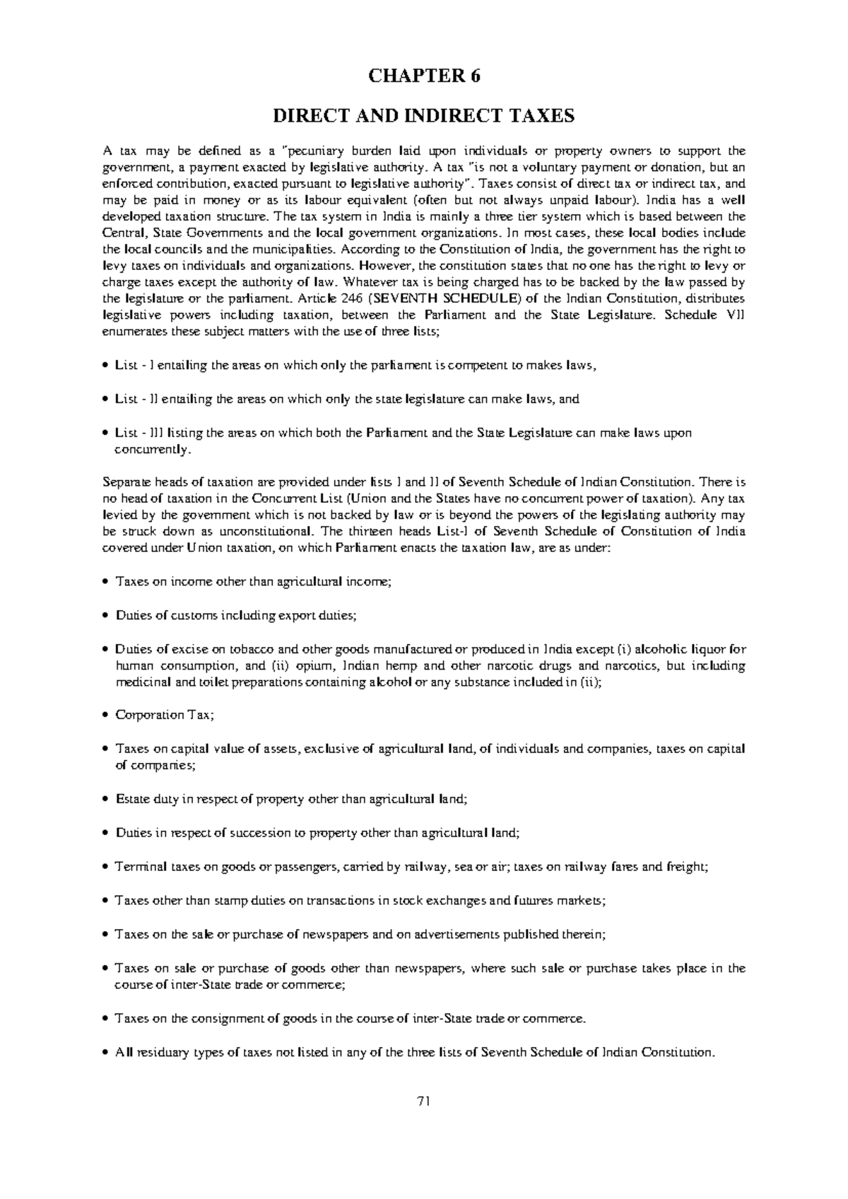 Direct- Indirect TAX- Writeup - CHAPTER 6 DIRECT AND INDIRECT TAXES A ...