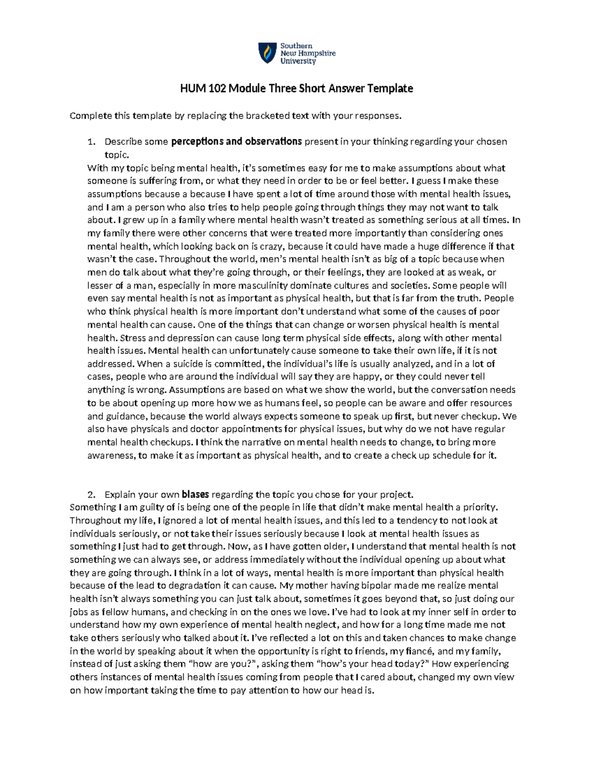 HUM 102 Module Three Short Answer Justin Hunsel - HUM 102 Module Three ...