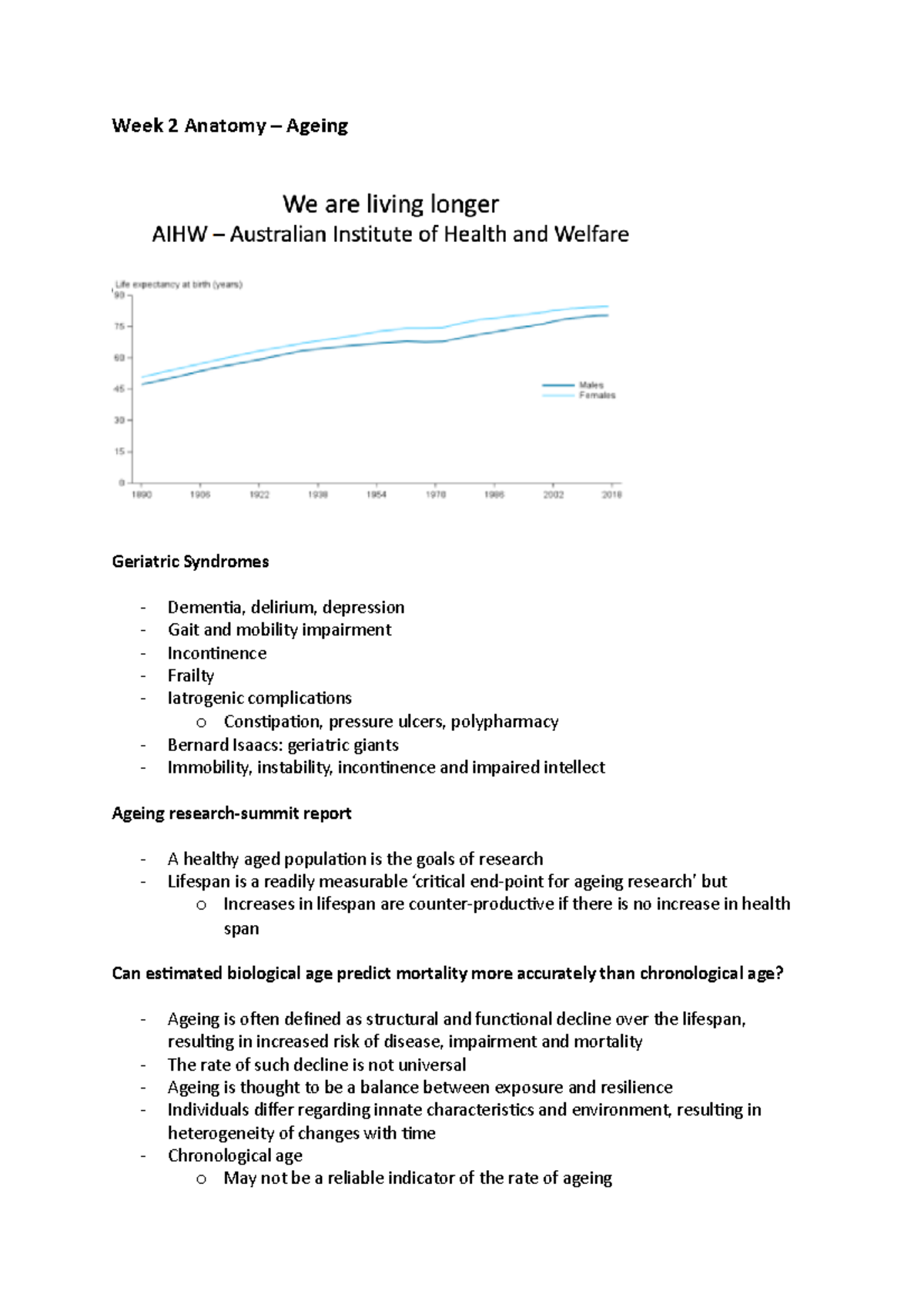Week 2 Anatomy – Ageing - Week 2 Anatomy – Ageing Geriatric Syndromes ...